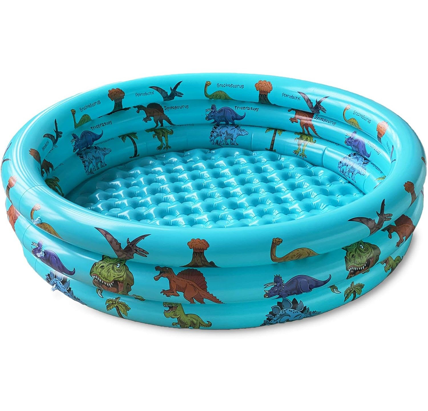 BONLOD Dinosaur Inflatable Kiddie Pool Blow Up 3-Ring Round Baby Play ...
