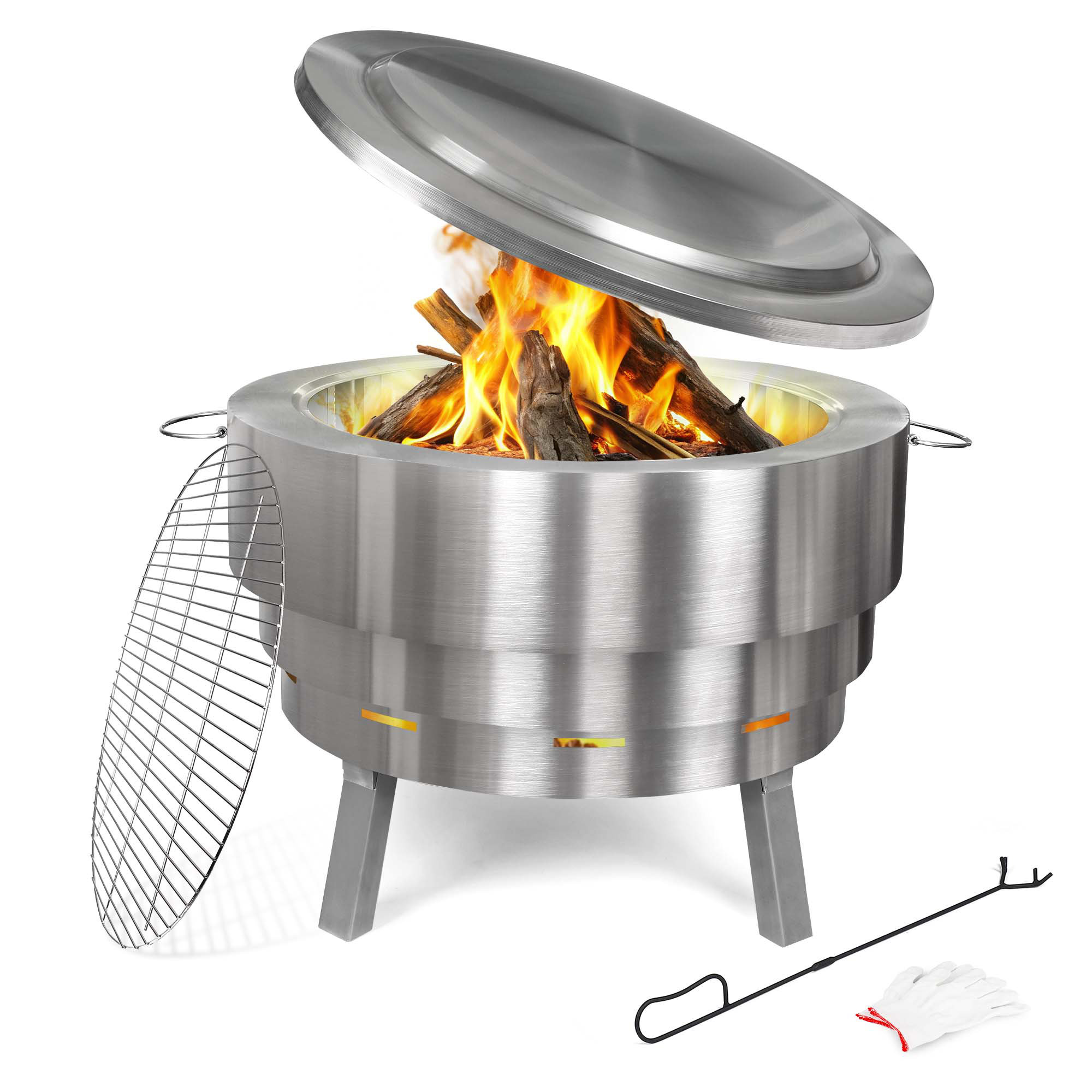 Arlmont & Co. 25.6in x 17.7in Patio Fire Pit Outdoor Smokeless Fire Pit ...