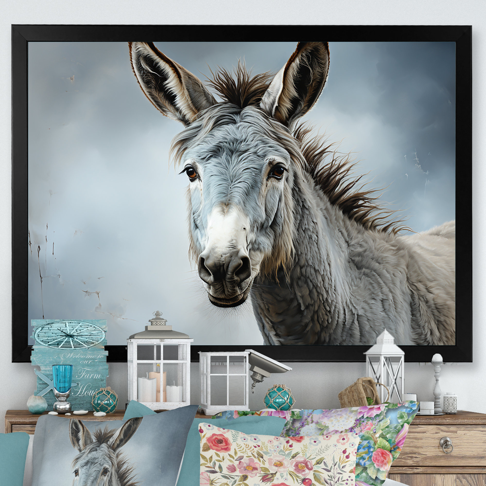 Gracie Oaks Sophisticated Donkey Portrait III - Donkey Canvas Wall Art ...