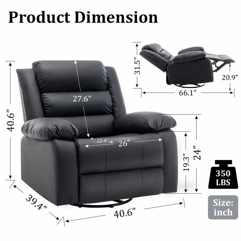 Ebern Designs Recliner Chair, Wide Rocker Chair, Rocker Recliner With ...