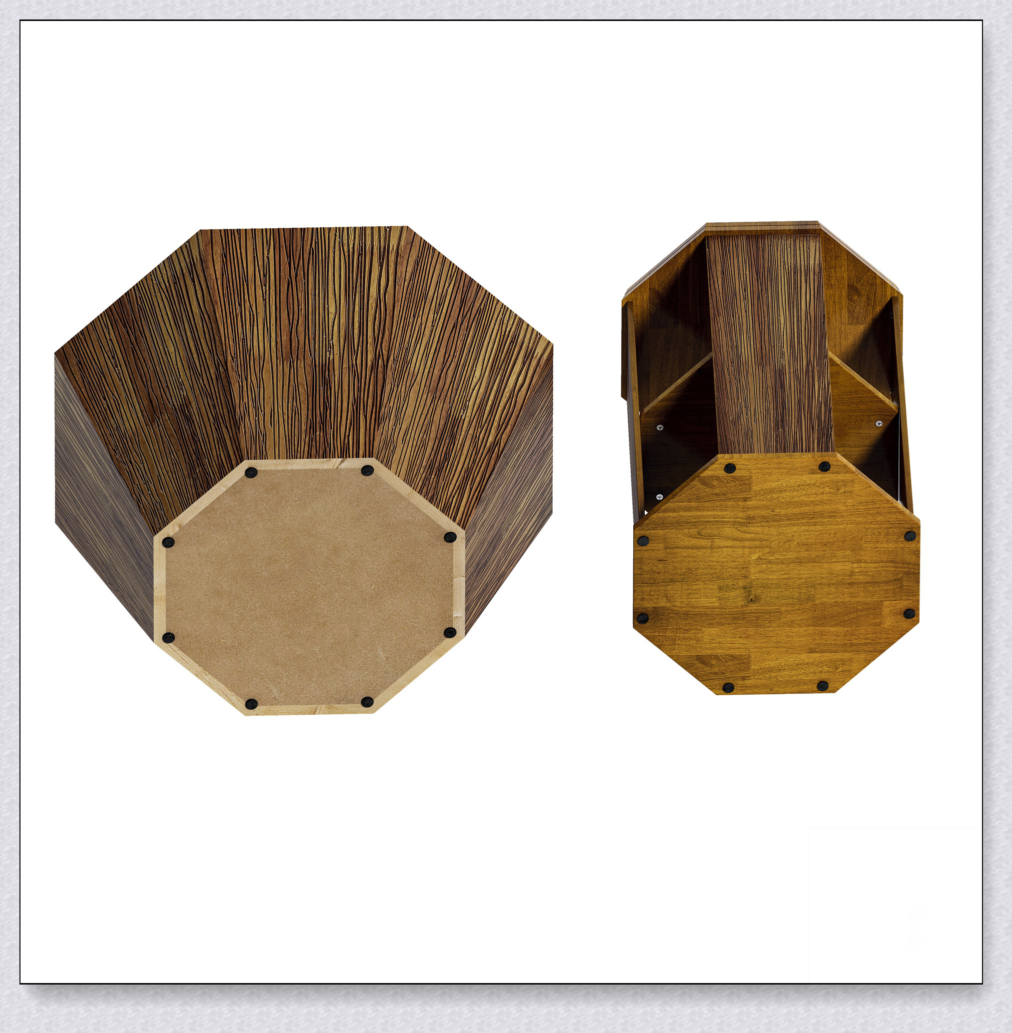 Think Urban 31.5 "Octagonal Rubber wood Set of Two Coffee Table, Coffee ...