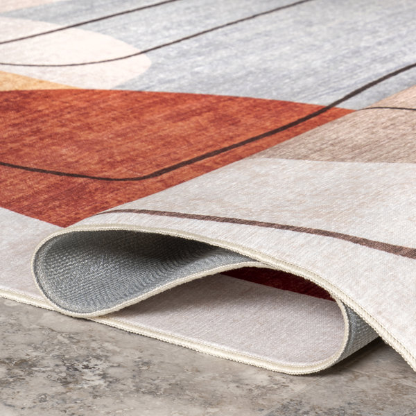 Orren Ellis Suvi Abstract Indoor/Outdoor Machine Washable Area Rug ...