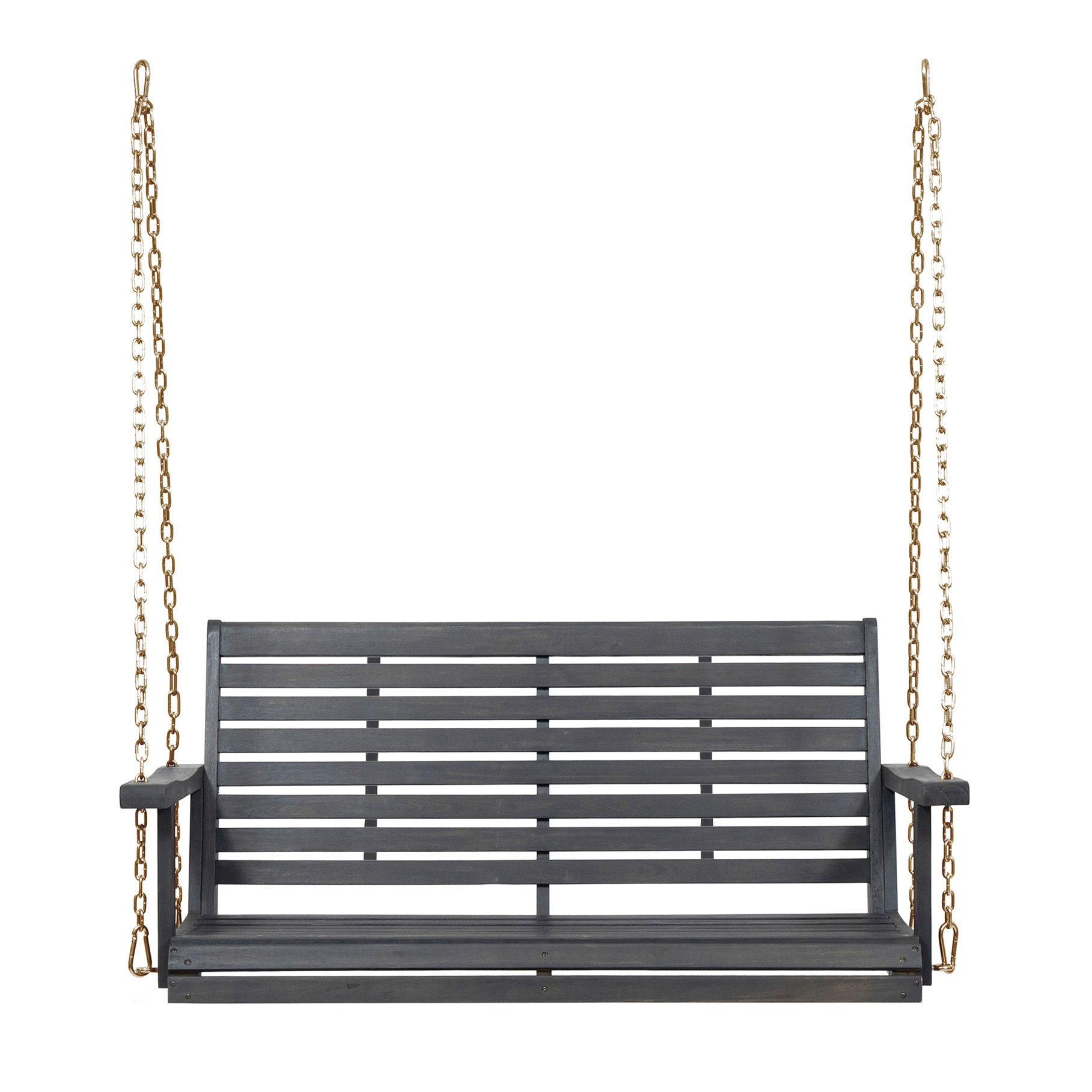 Hokku Designs Relax In Comfort With Dark Grey Wood Porch Swing, Slatted ...