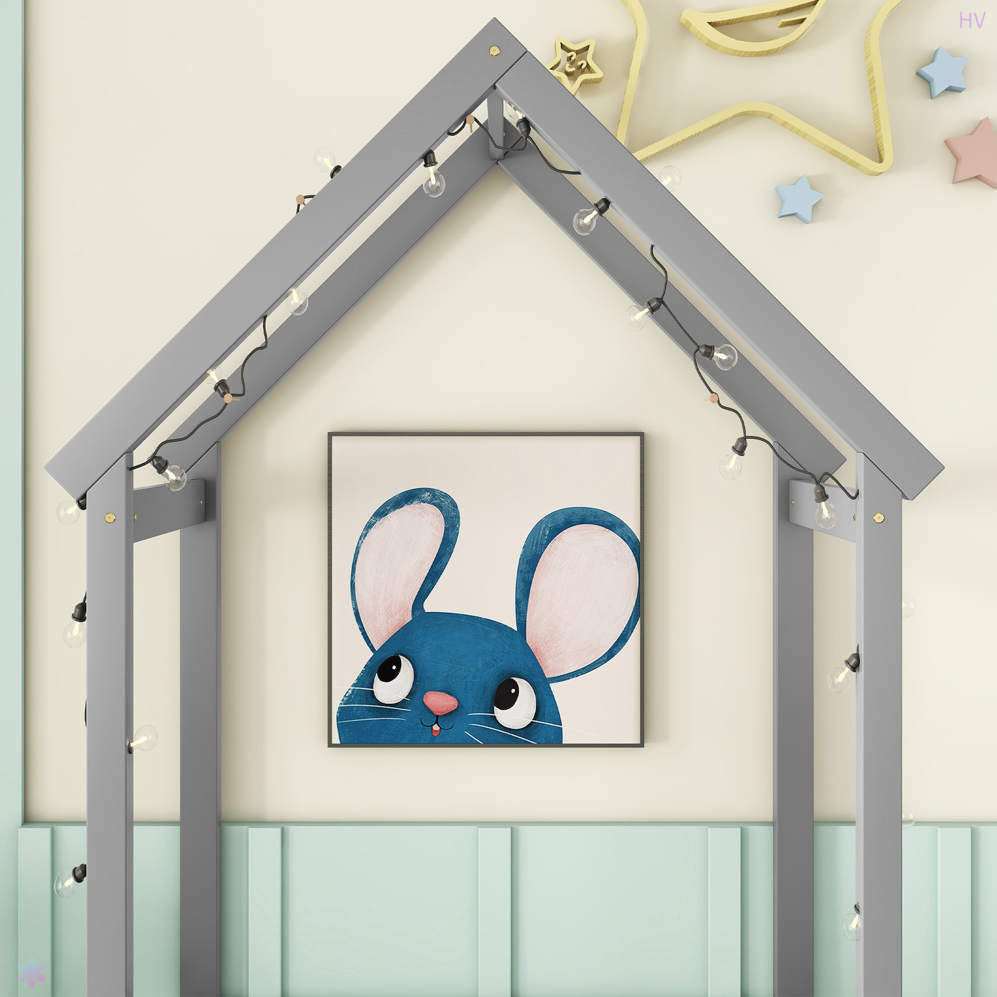 Harper Orchard House-Shaped Roof Headboard Floor Bed,,(Without Slats ...