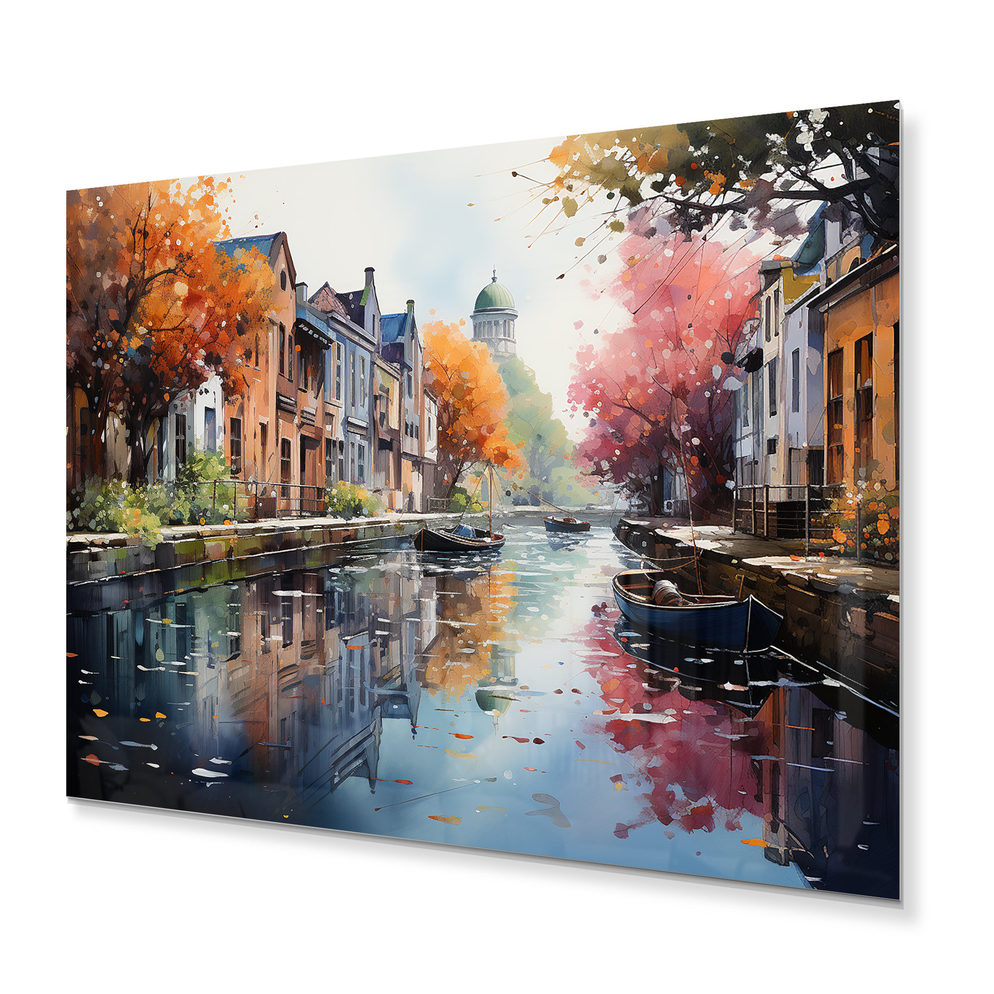 Latitude Run® Pink Canal Vibrant Waterways Pointillism - Canals Metal ...