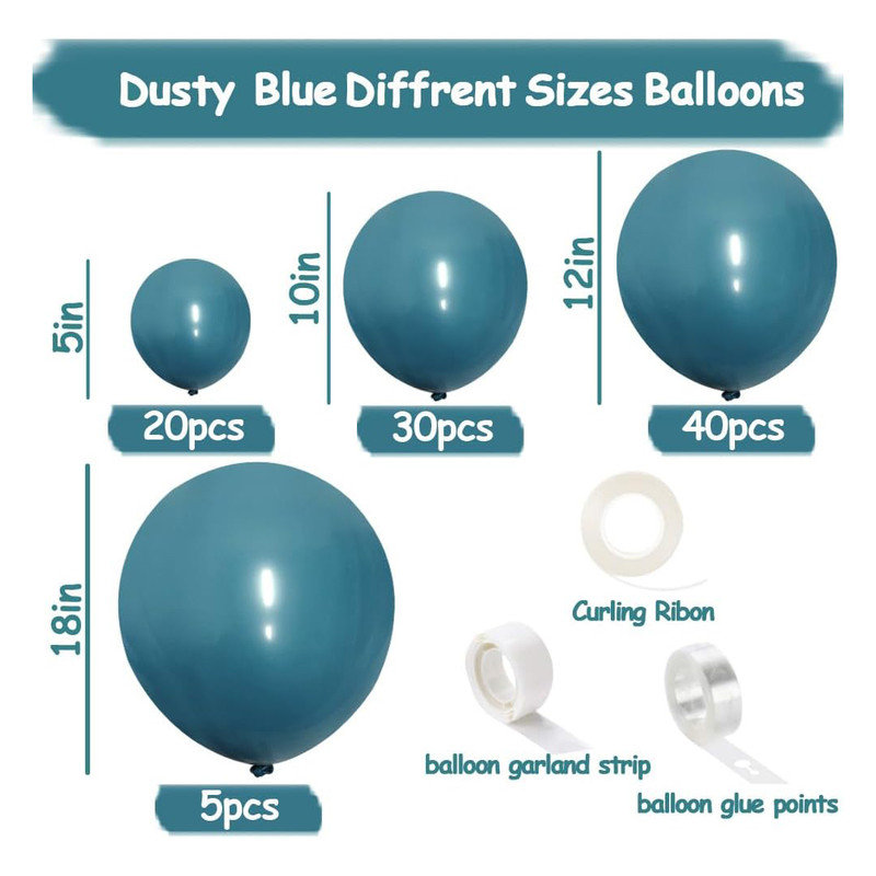 House of Hampton® Dusty Blue Balloons Slate Blue Balloon Garland | Wayfair