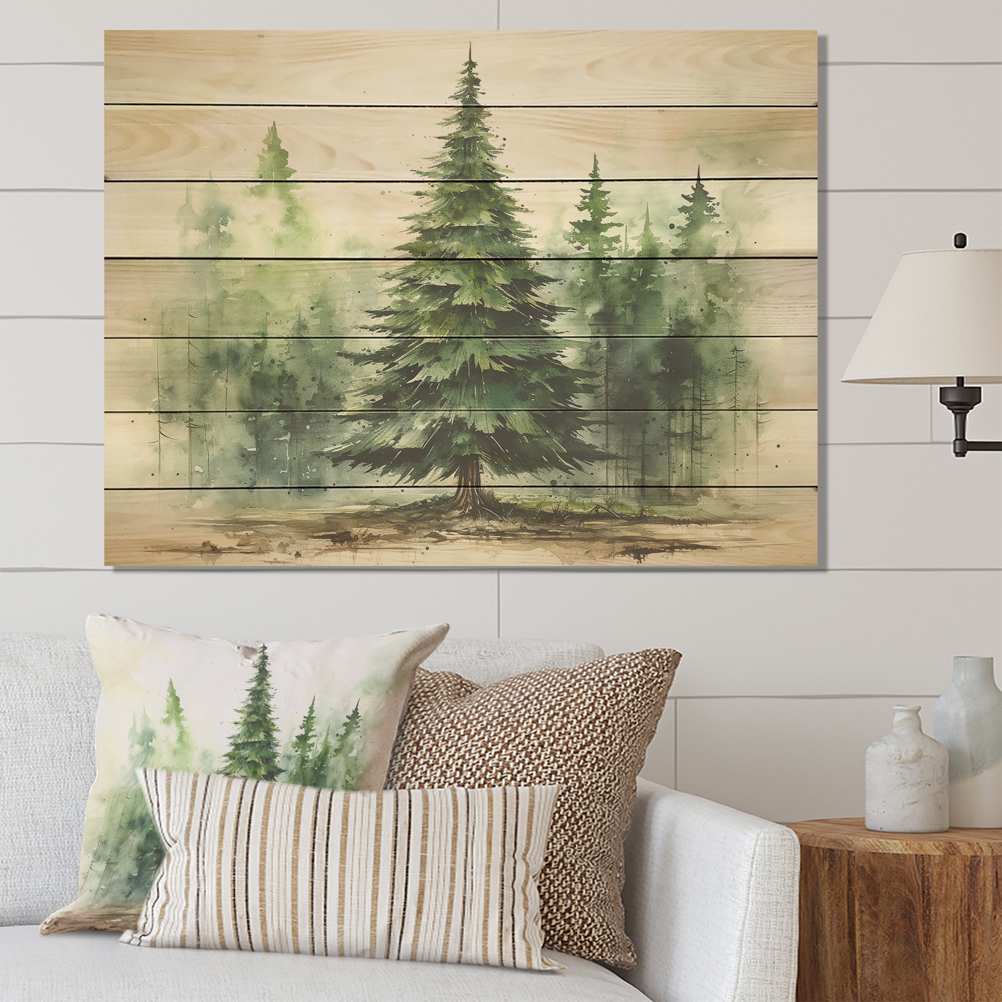 Millwood Pines Minimalism Pine Tree Forest I - Tree Pine On Wood Print ...