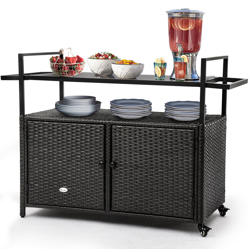 Wade Logan® Wicker Bar Set with Stools & Reviews | Wayfair