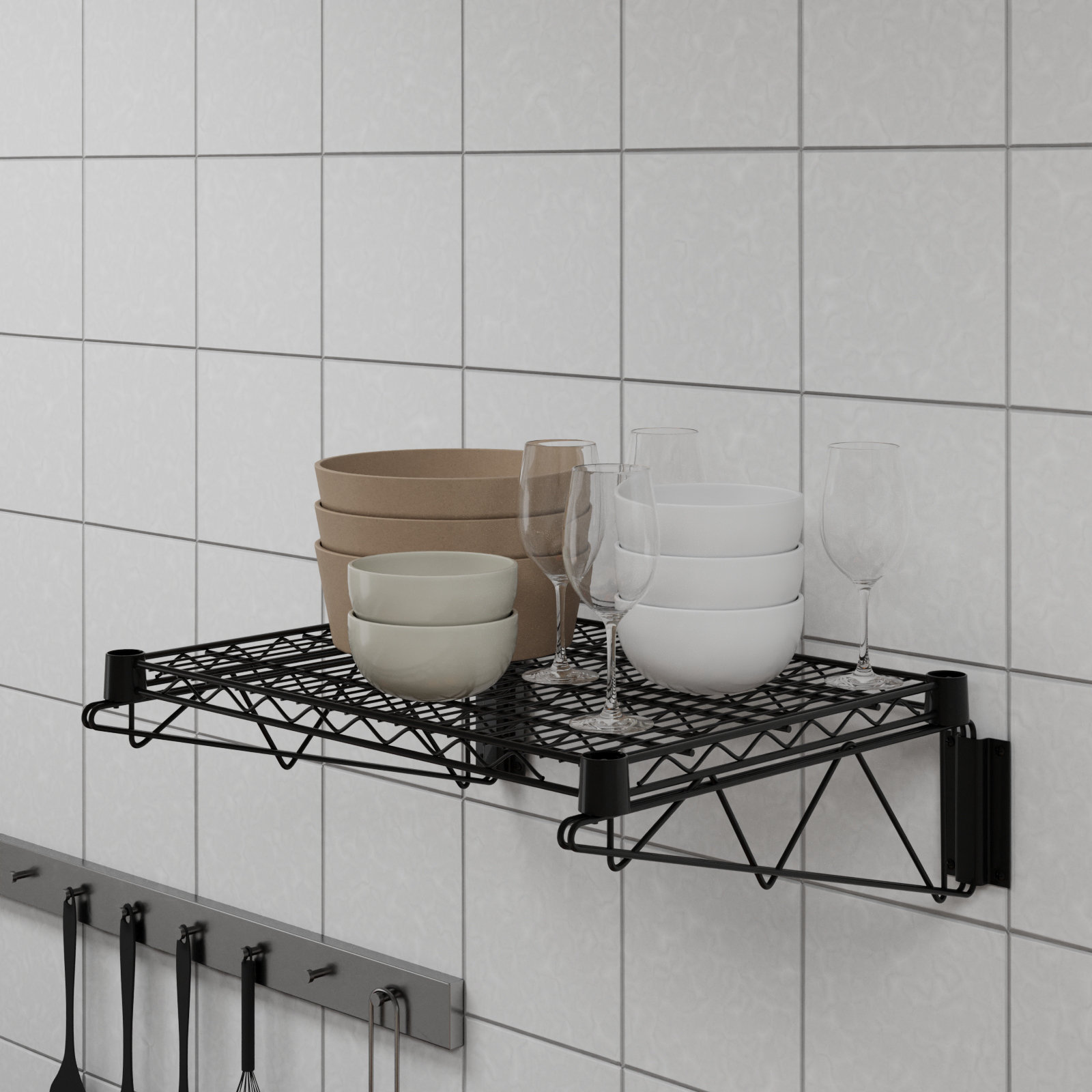 Amgood 18 In. X 24 In. Black Epoxy Wire Wall Mount Shelf | Wayfair