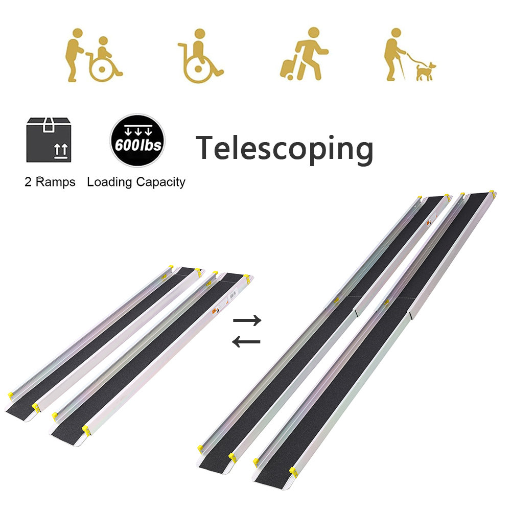 iYofe 7' Telescoping Aluminum Wheelchair Ramps for Doorways,Adjustable ...