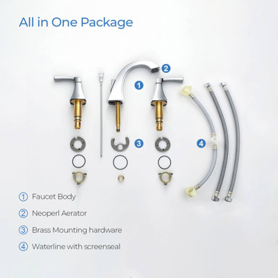 KIBI USA Pyramid Widespread Faucet 2-handle Bathroom Faucet with Drain ...