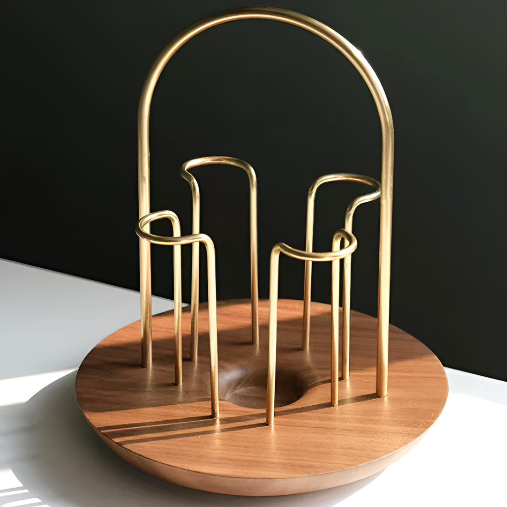 Everly Quinn Luxury Black Walnut Brass Cup Holder | Artistic Drainage ...