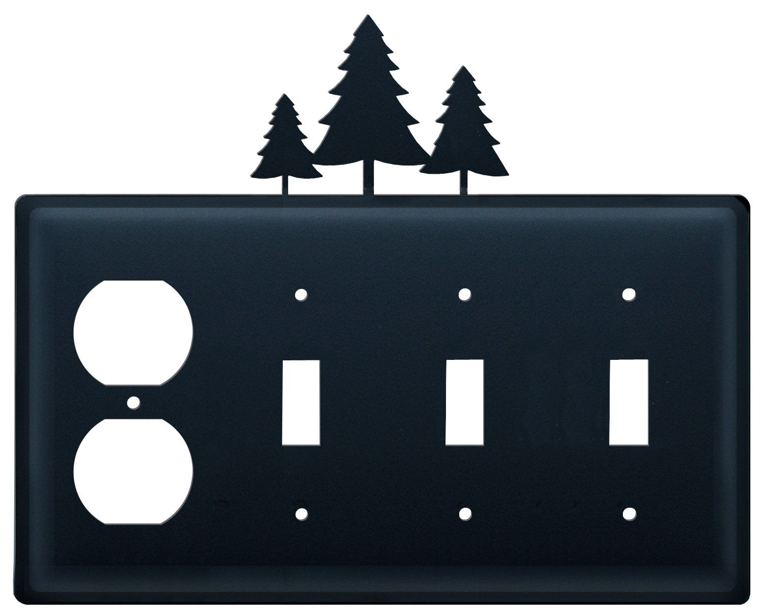 Village Wrought Iron Pine Trees 4-Gang Duplex Outlet / Toggle Light ...