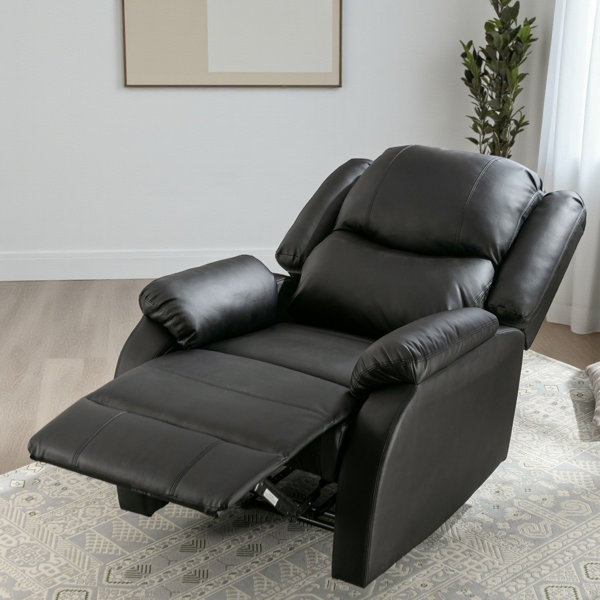 17 Stories Gray PU Leather Upholstered Recliner Chair For The Elderly ...