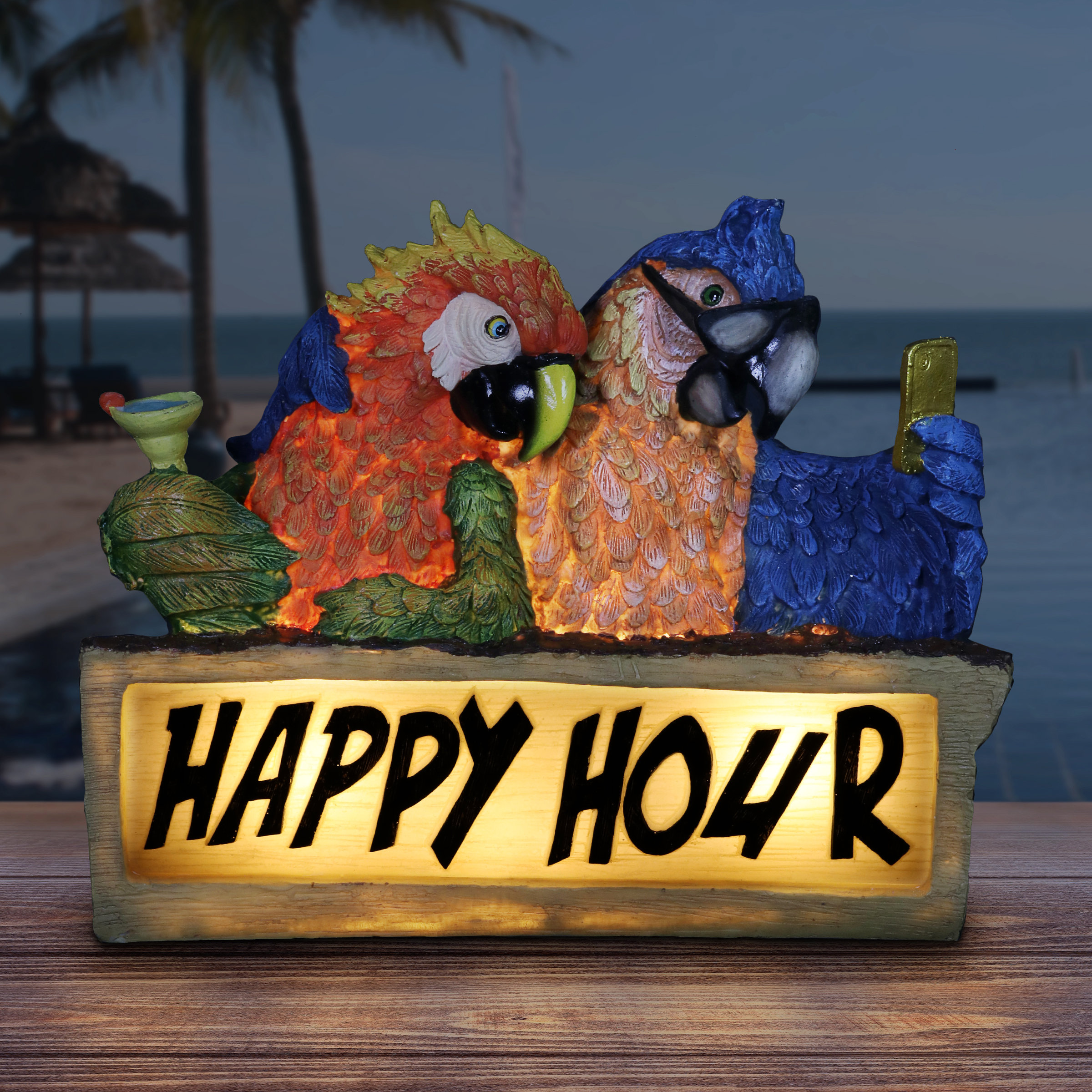 Bay Isle Home™ Wardell Happy Hour Parrot Marquee Garden Sign & Reviews ...