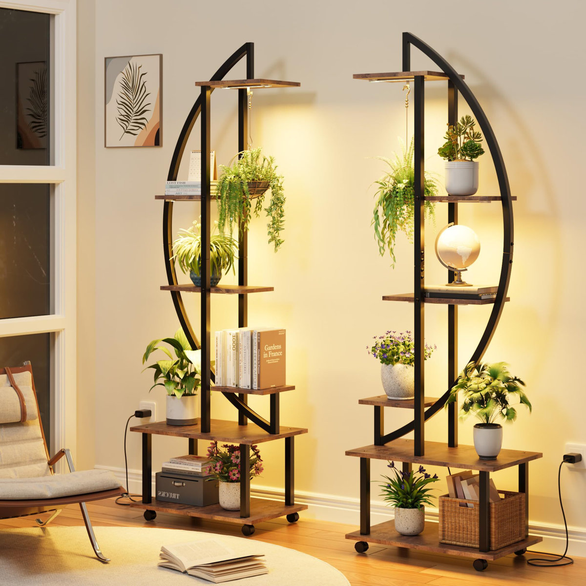 17 Stories 2 Pack 6 Tier Indoor Plant Stand With Grow Lights Plant ...