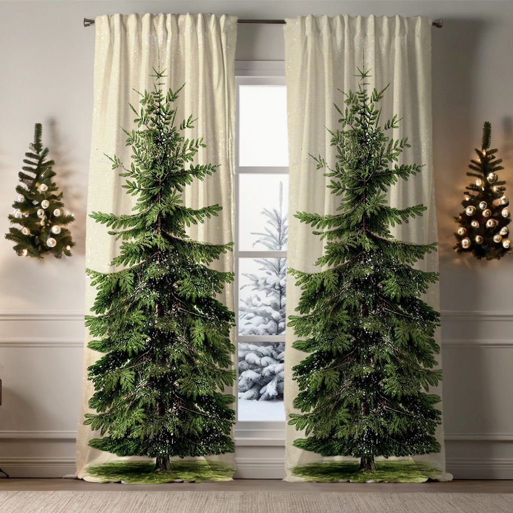 Lilijan Home & Curtain Christmas Tree Decorative Curtain | Wayfair