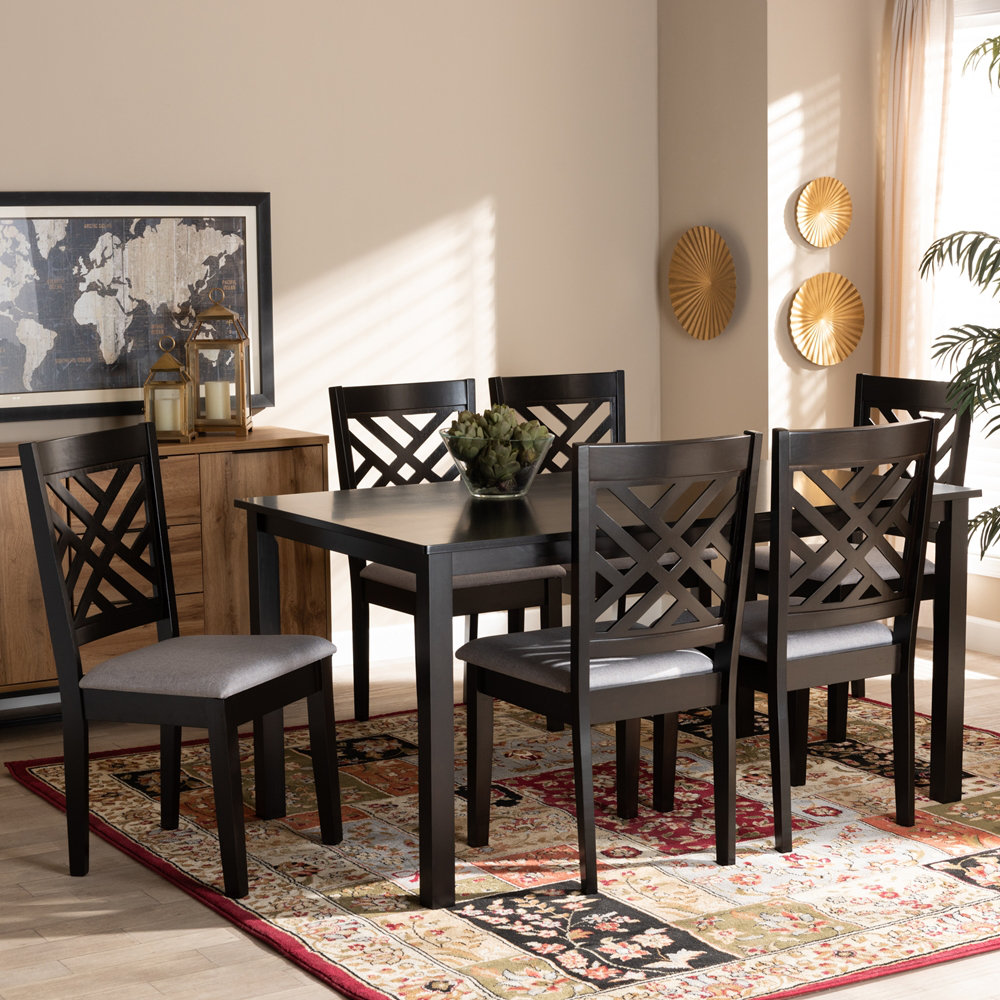 Red Barrel Studio Brotanella 7 - Piece Rubberwood Solid Wood Dining Set ...
