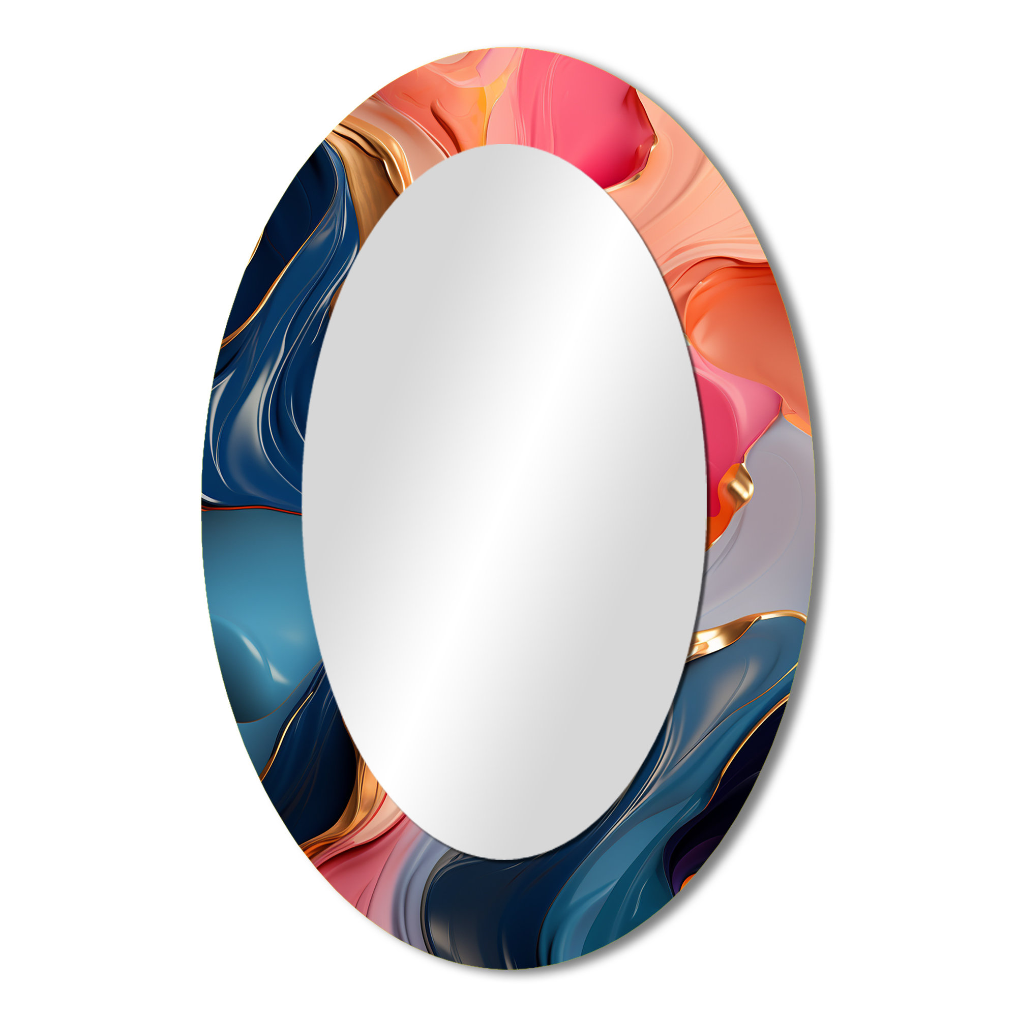Mercer41 Pink And Gold Liquid Ink Abstraction VI - Pink Oval Wall ...
