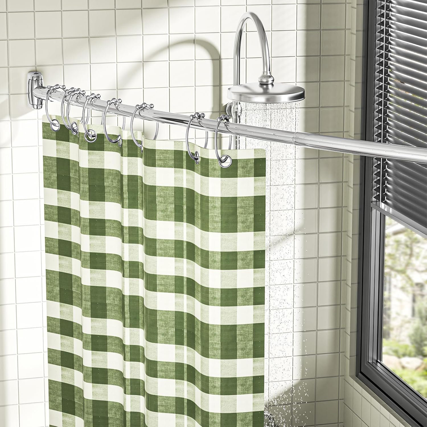 MABOSY Adjustable Shower Curtain Rod 38-72 Inches Rust Proof Stainless ...