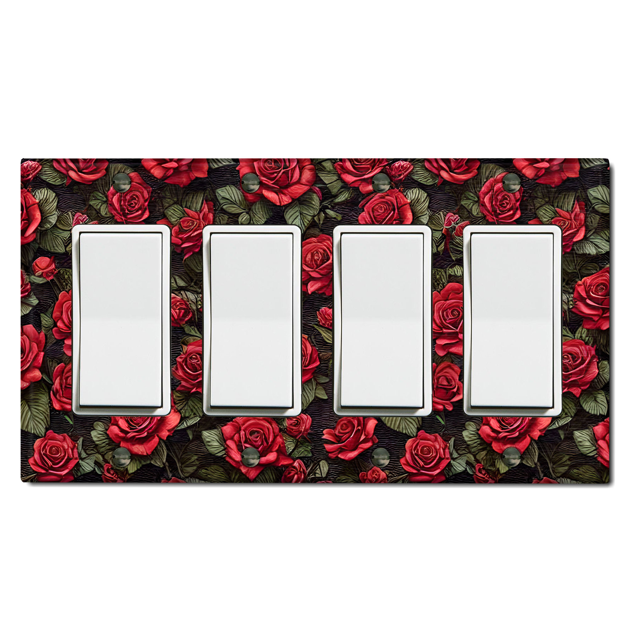WorldAcc Metal Light Switch Plate Outlet Cover (Red Roses Love Flower ...