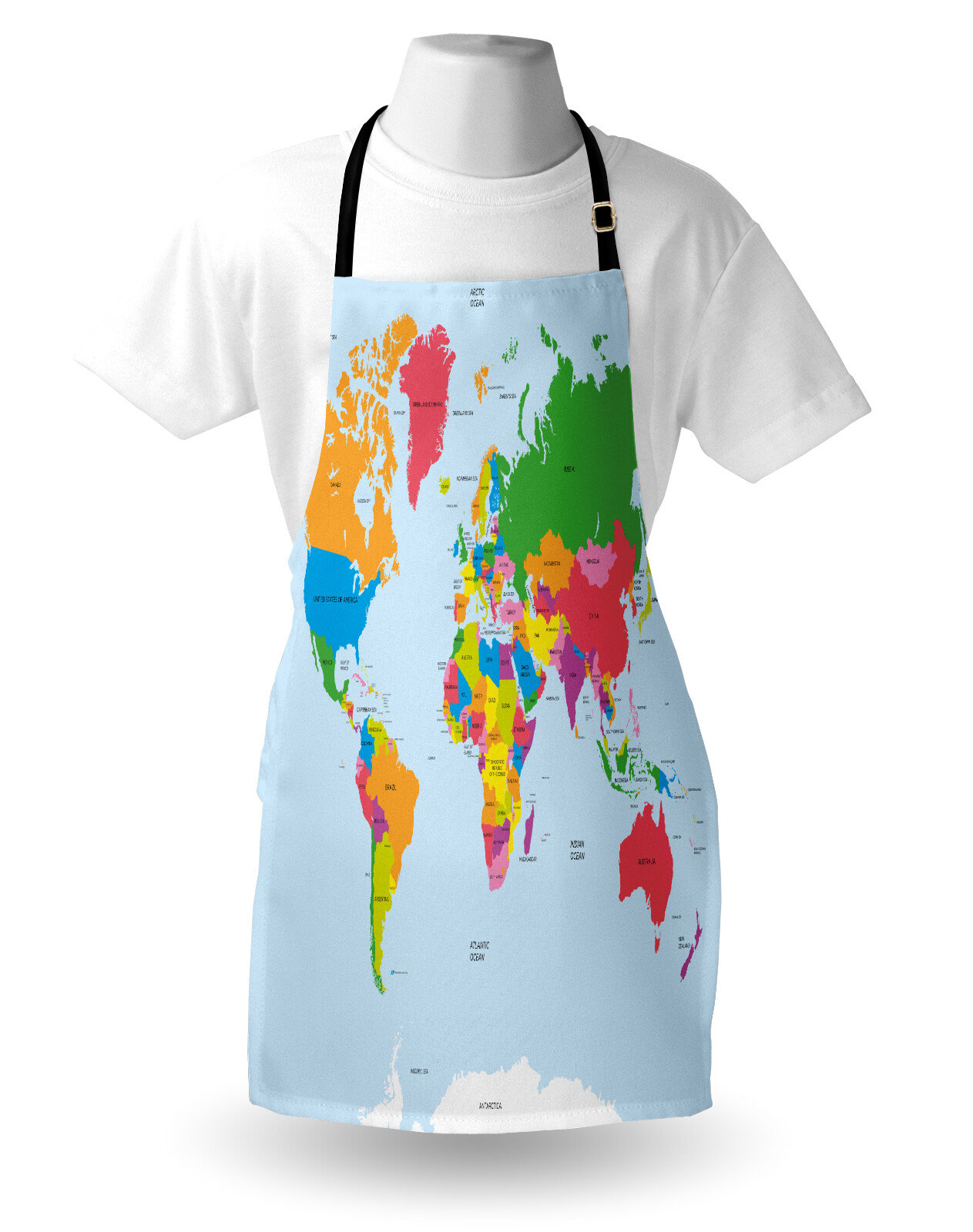East Urban Home Map Apron Unisex, Colorful Political World, Adult Size ...