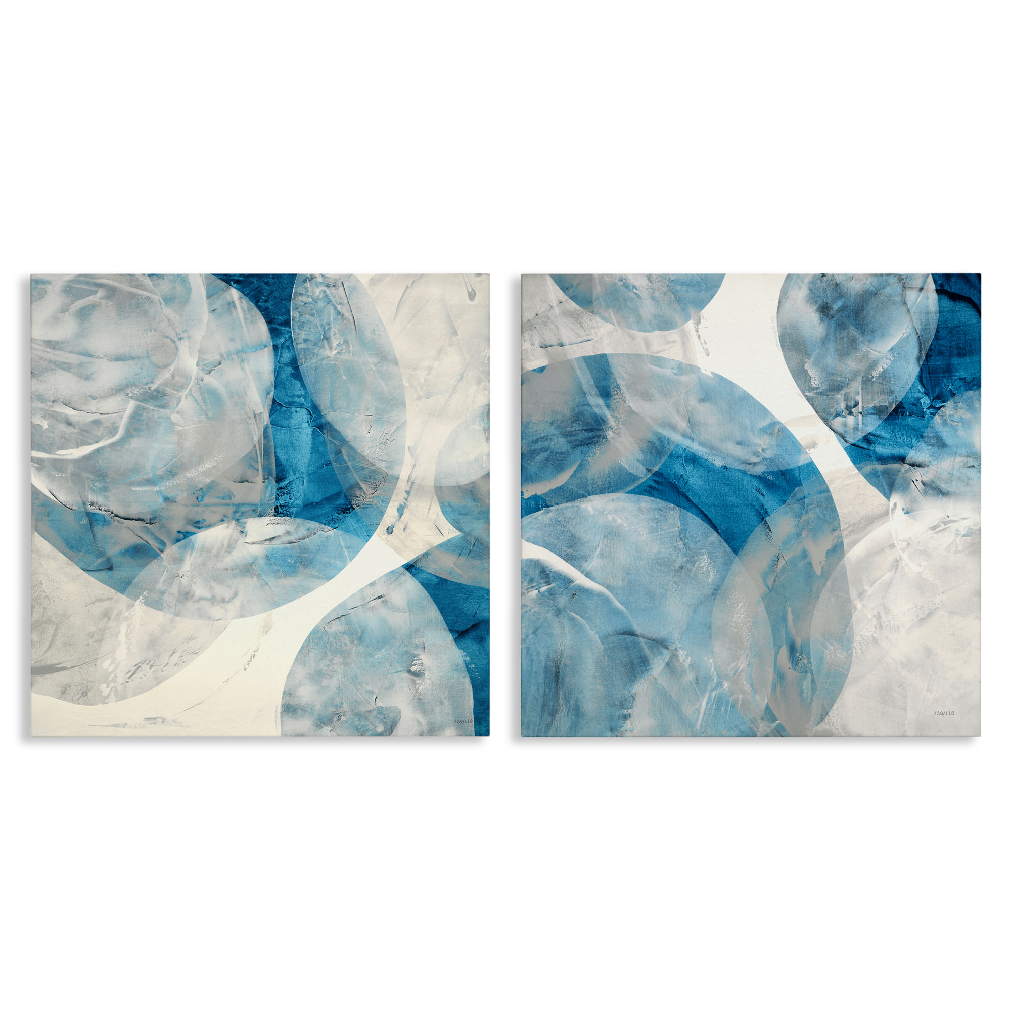 Brayden Studio Abstract Teal Cream Circles 2 PC Canvas Wall Art Set by ...