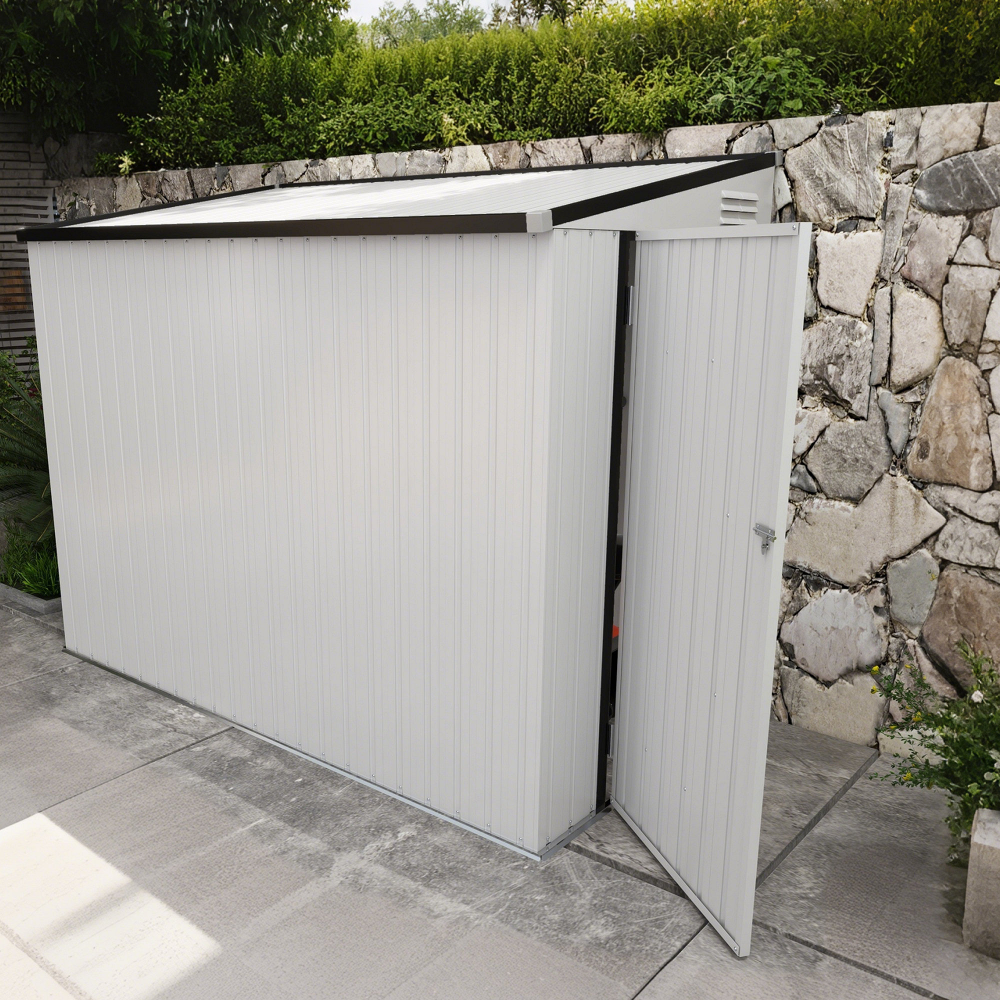 Springland Outsunny Metal Outdoor Storage Shed, Lean To Storage Shed ...