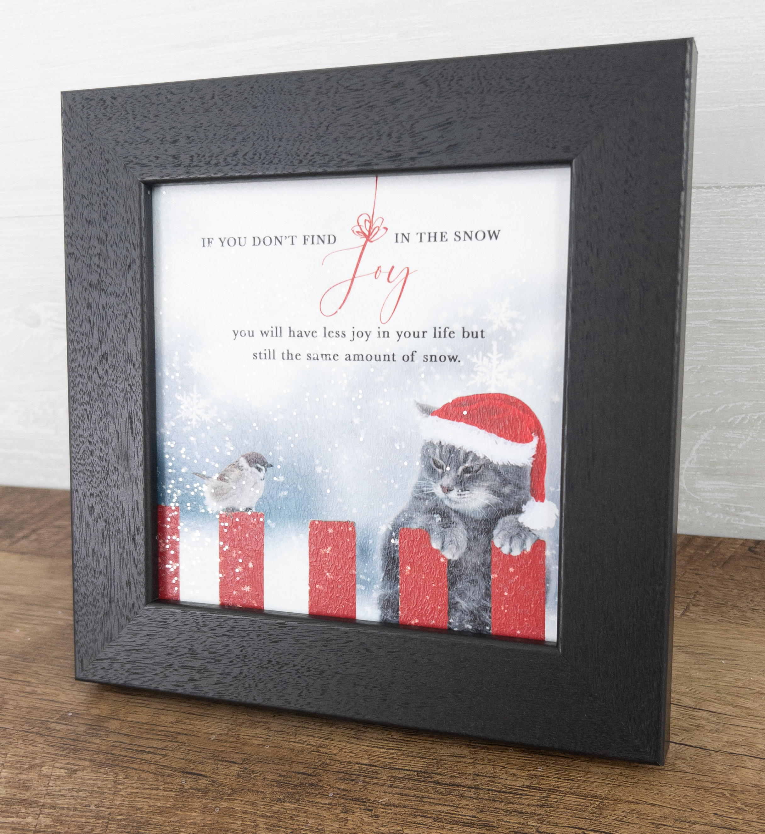 The Holiday Aisle® Find Joy In The Snow Winter Christmas Cat Bird Art ...