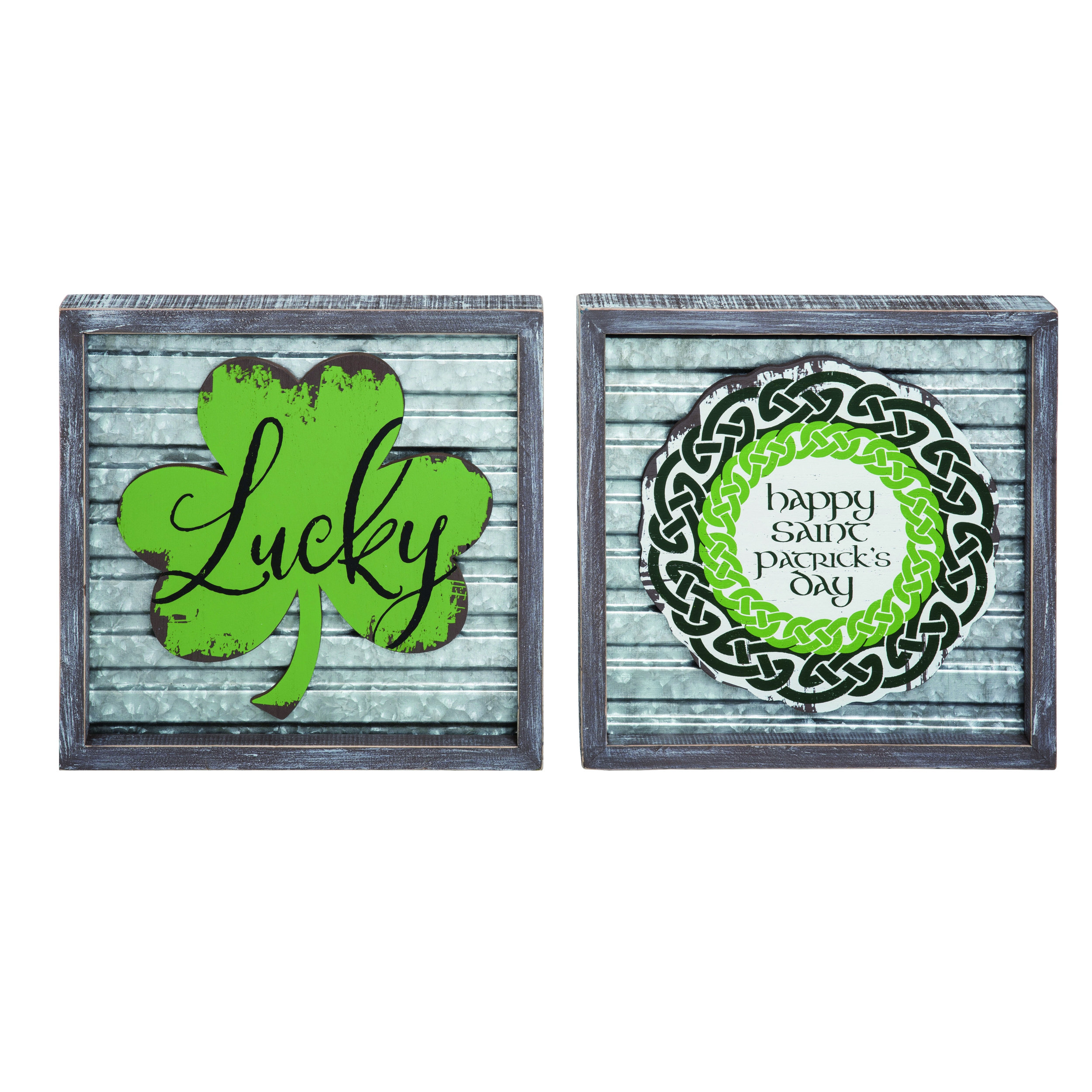 The Holiday Aisle® Wood/MDF Corrugated Frame Decor Set of 2 St Patrick ...