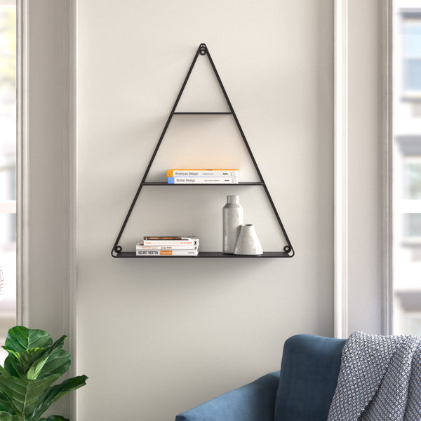 Wade Logan® Three-Tier Triangle Decorative Metal Wall Shelf, Black ...