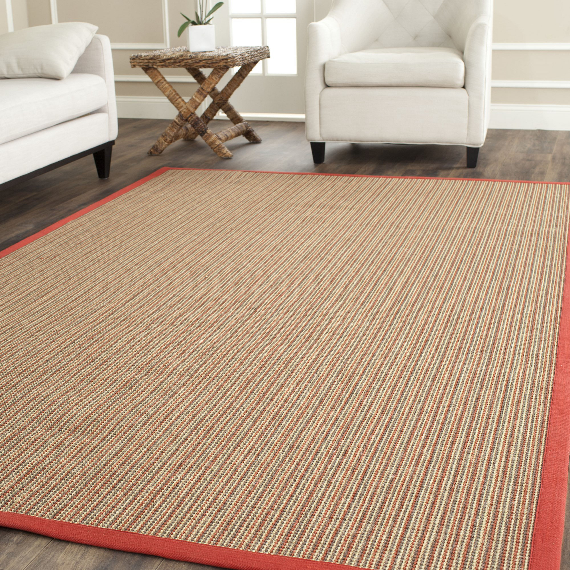 Safavieh 9' x 12' Jute/Sisal Natural/Coral Indoor Area Rug | Wayfair