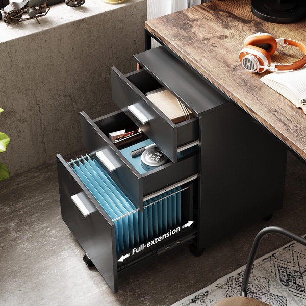 17 Stories Kopelan 3-Drawer Mobile Vertical Filing Cabinet & Reviews ...