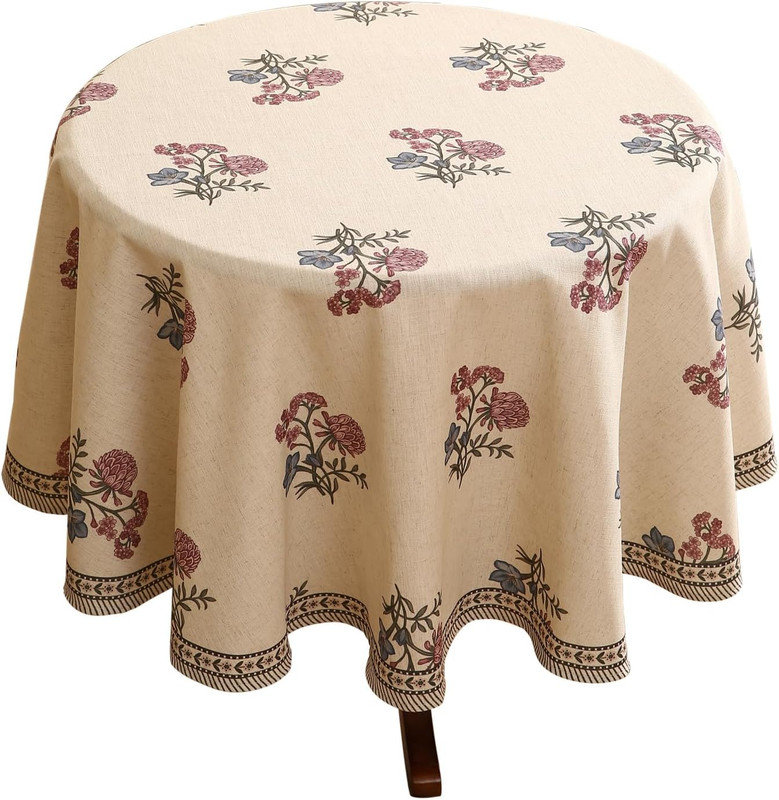 Wildon Home® Round Tables,Linen Table Cloth with Colorful Flowers ...