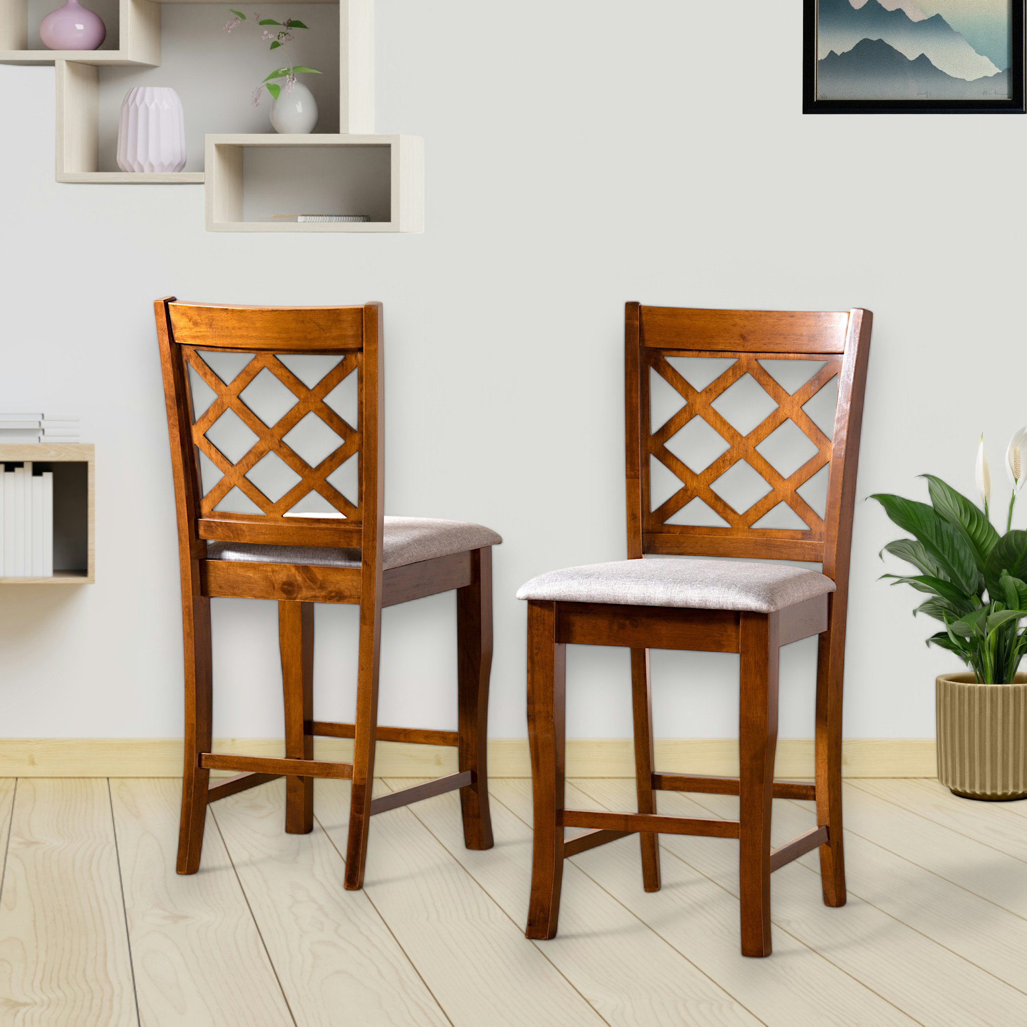 Lark Manor™ Palette 2-Piece Counter Height Pub Chair Set in Grey Fabric ...