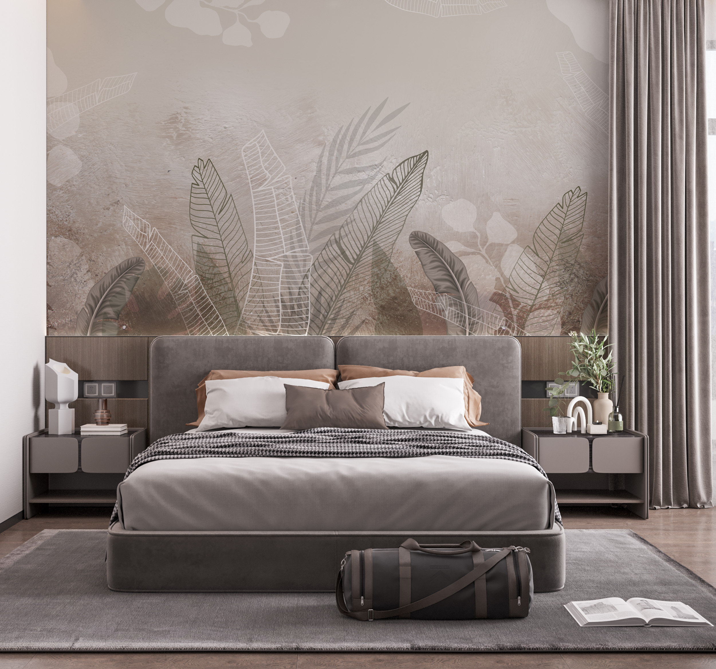 wallpaew Leaf Wallpaper Floral Wall Mural | Wayfair