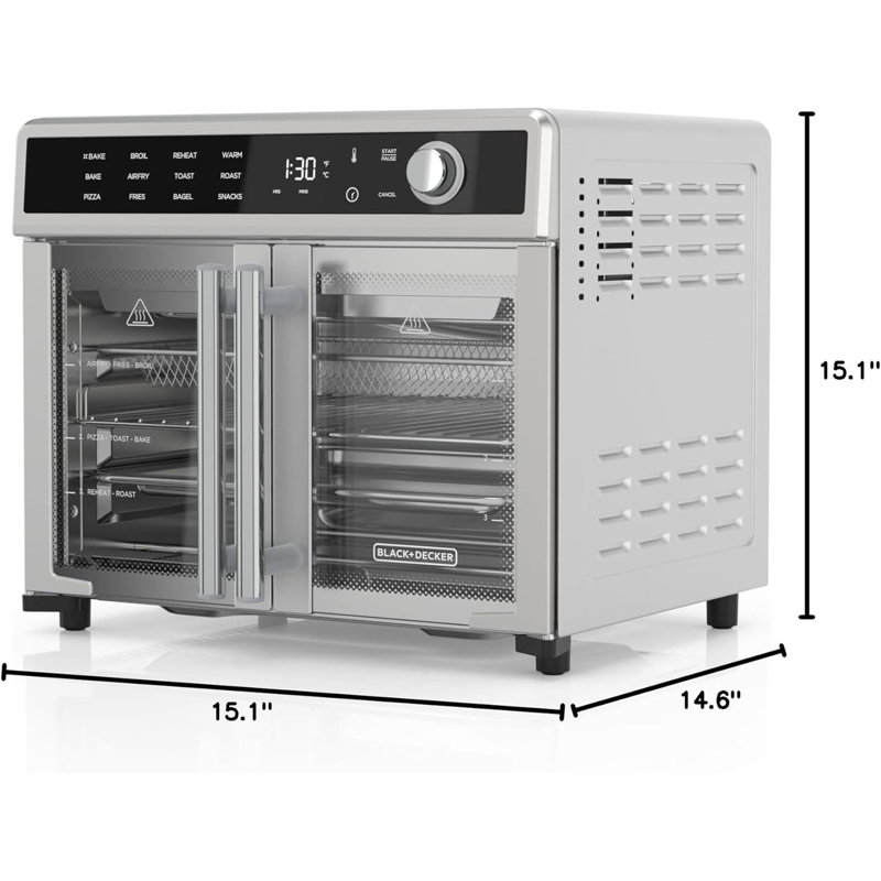 BLACK+DECKER Air Fryer Toaster Oven Combo, 12 in 1 Countertop ...