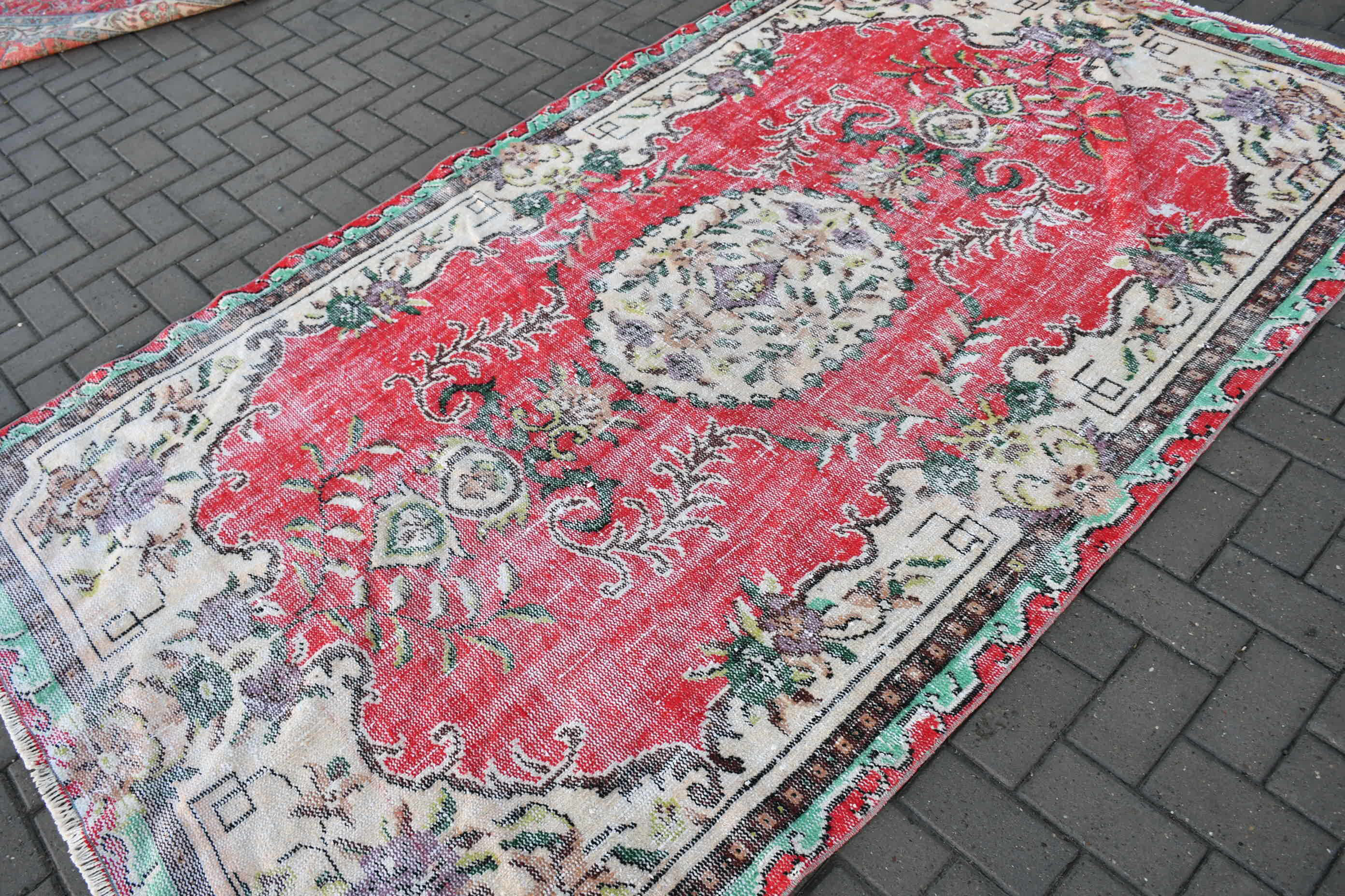 Canora Grey Tapis turc traditionnel tissé à la main en laine rouge ...