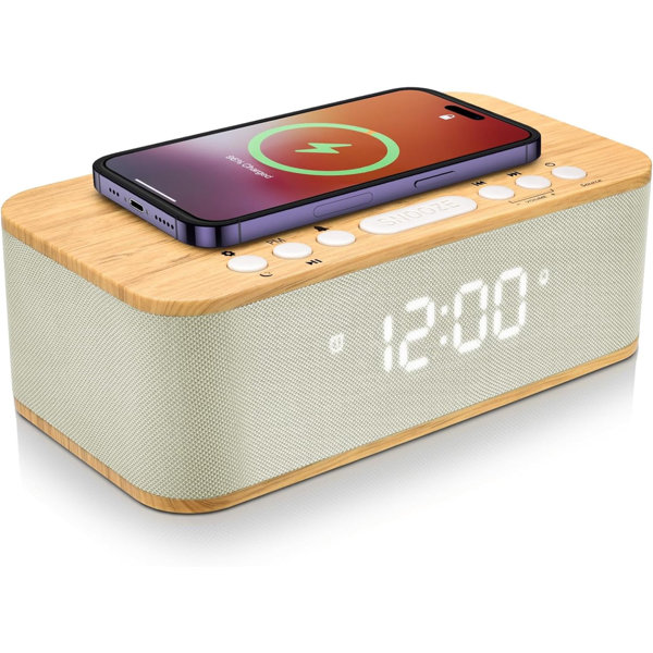 Orren Ellis Digital Alarm Clock Bluetooth Speaker Wireless Charging ...