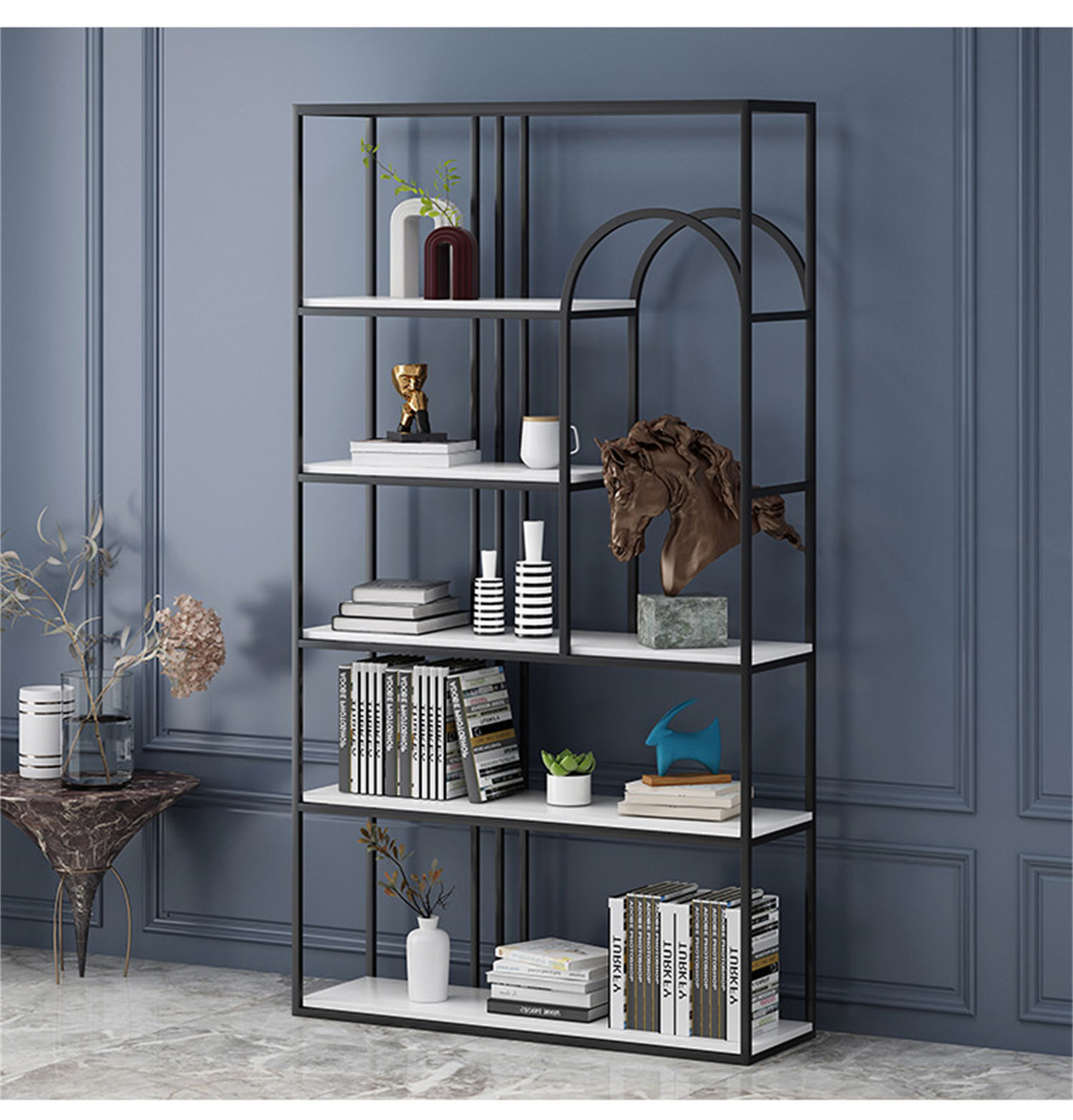Latitude Run® Metal Frame Bookcase, Open Bookshelf with an Anti-tipping ...