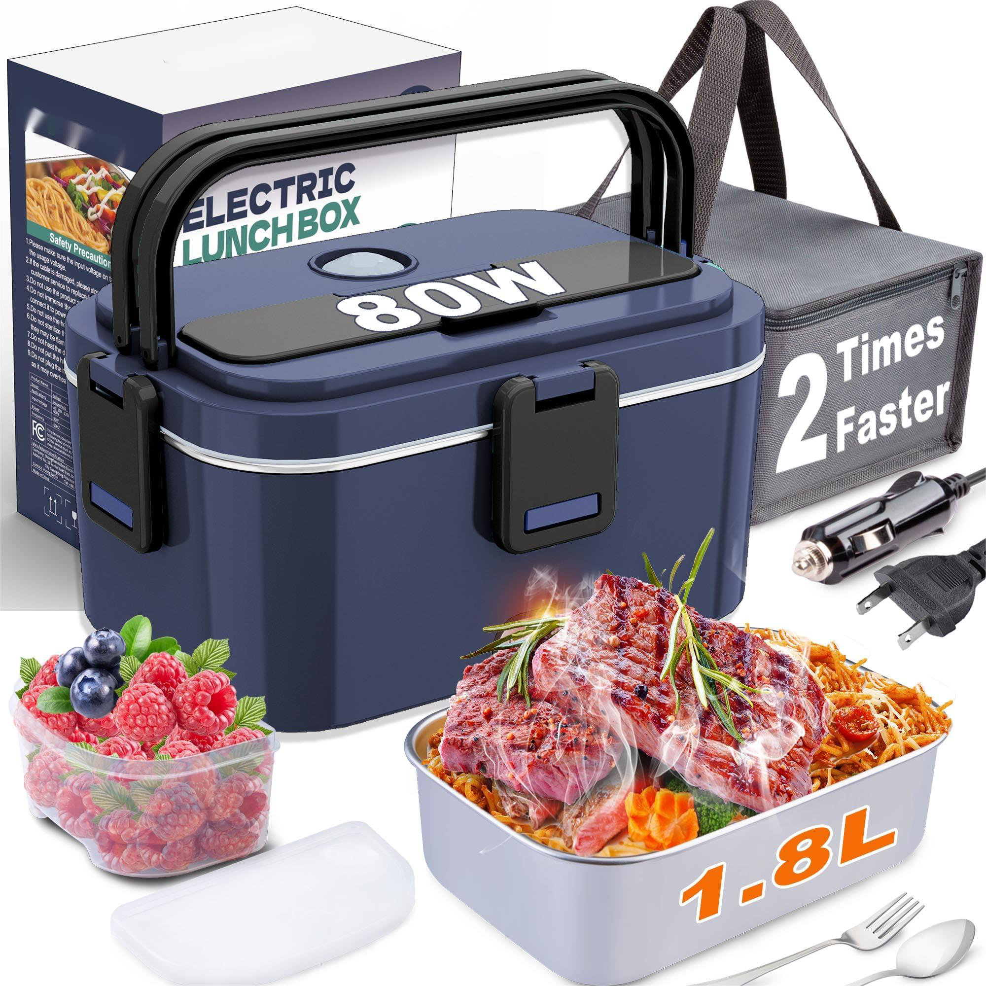 Prep & Savour Electric Lunch Box For Adults 80W 1.8L, Faster Heated ...
