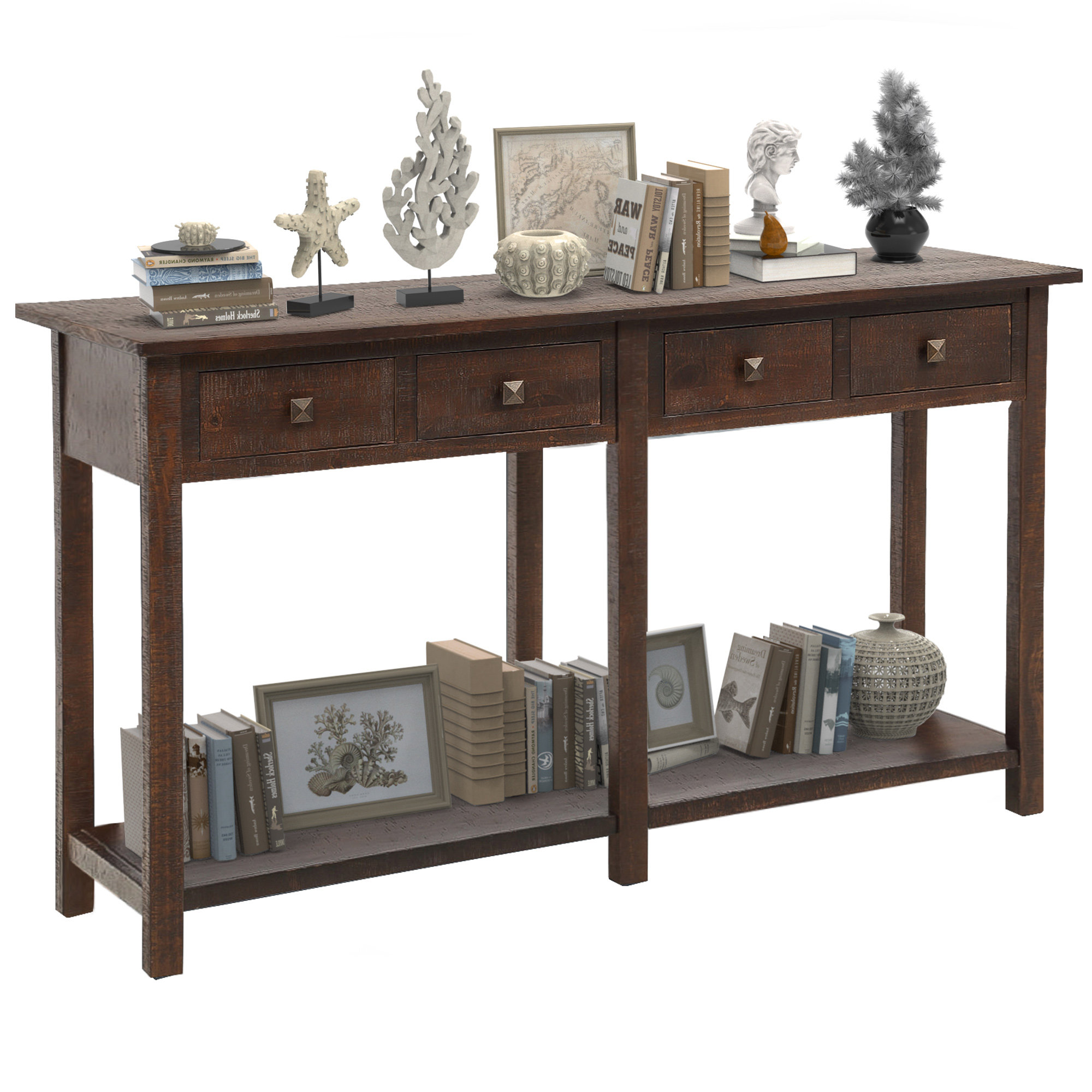 Longshore Tides Entryway Table Console Table with Drawers and Bottom ...