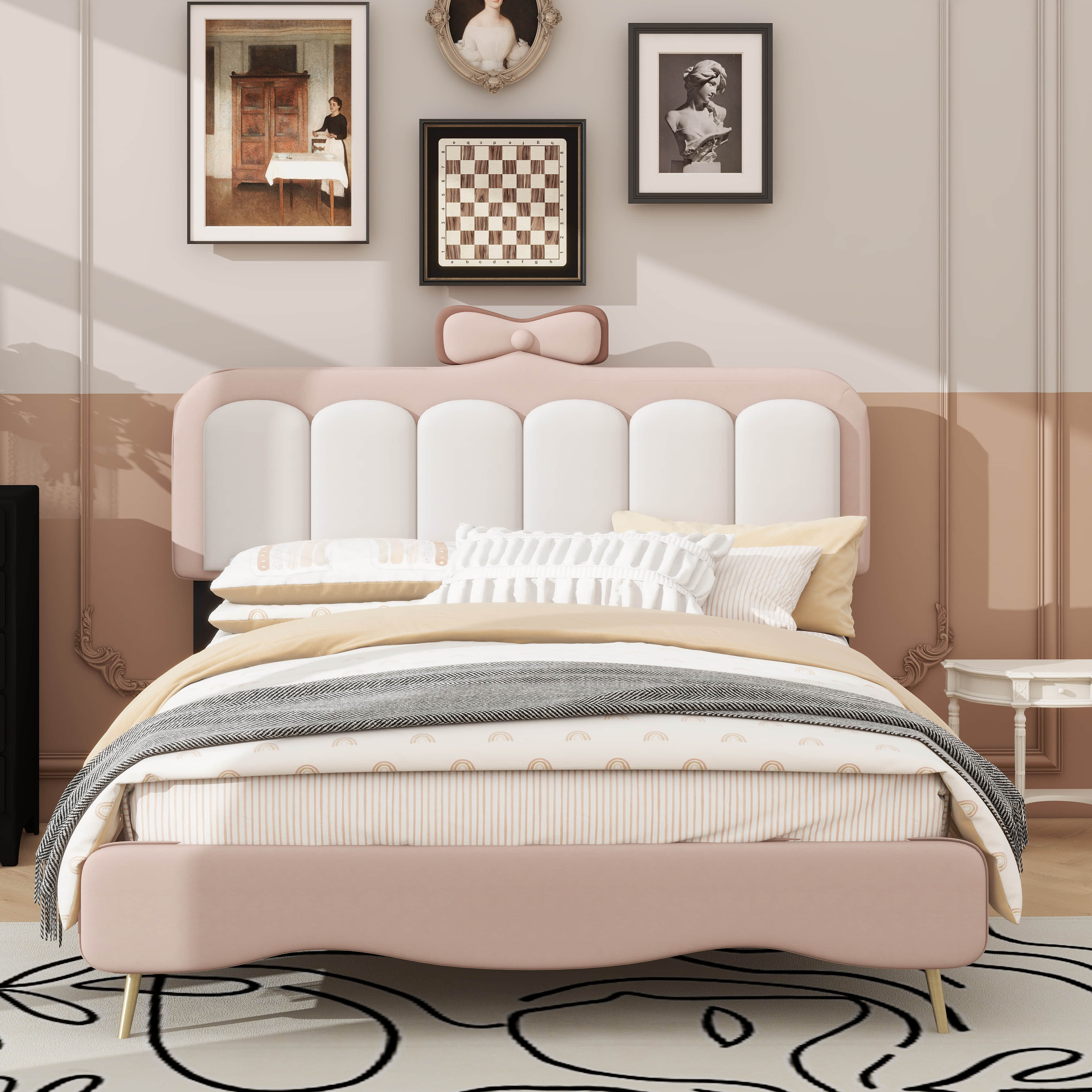 Mercer41 Creekmore Velvet Princess Bed With Bow-Knot Headboard | Wayfair