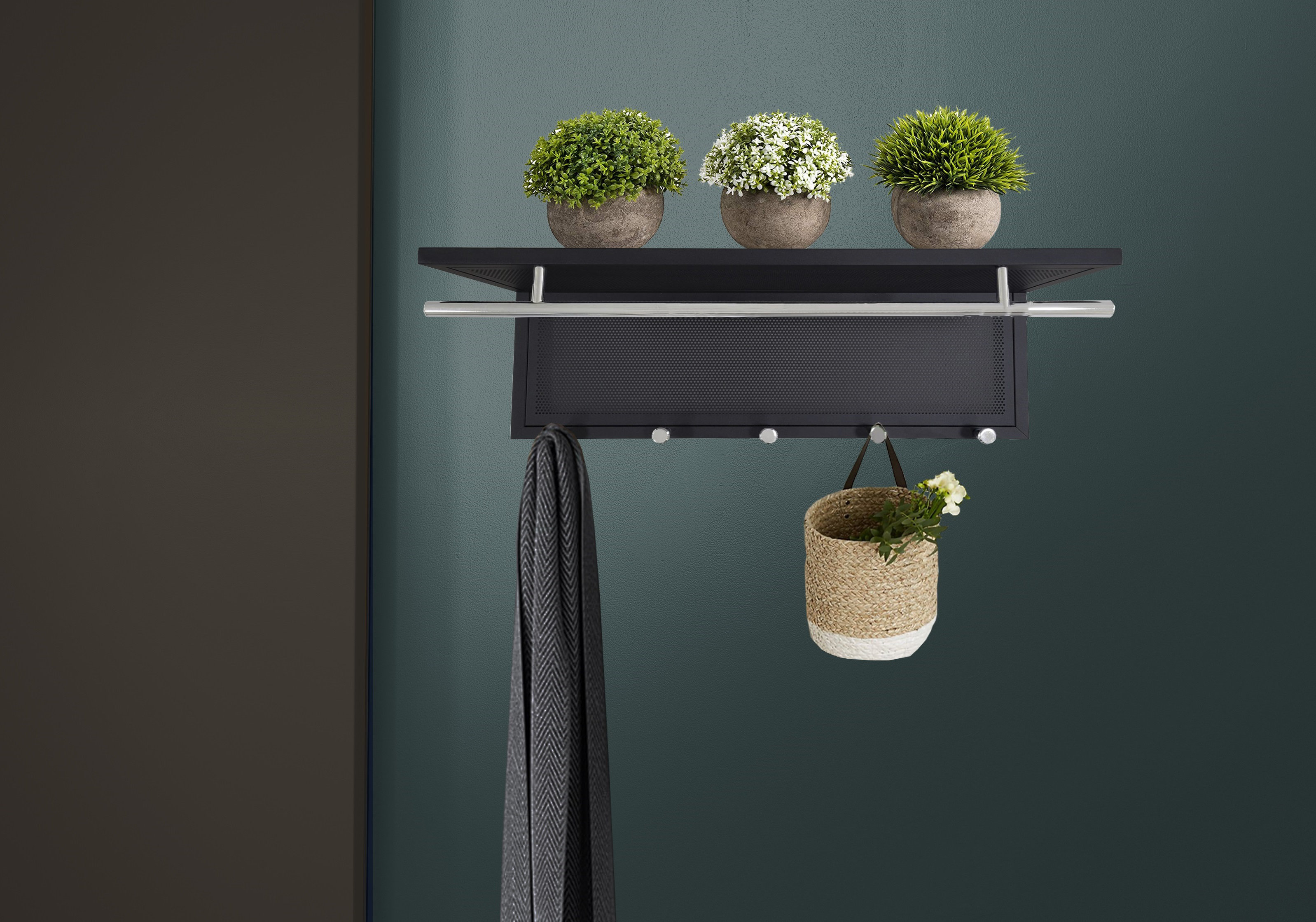 Latitude Run® Esyspot Metal Powder Coating Hook Wall Mounted With Shelf ...