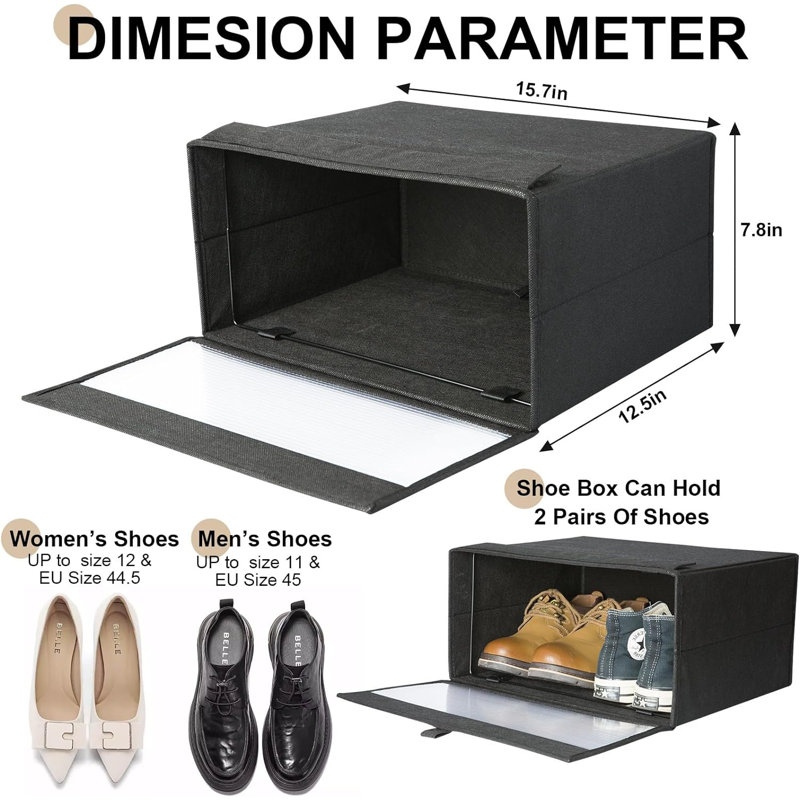 Rebrilliant 12 Pair Stackable Shoe Storage Box | Wayfair