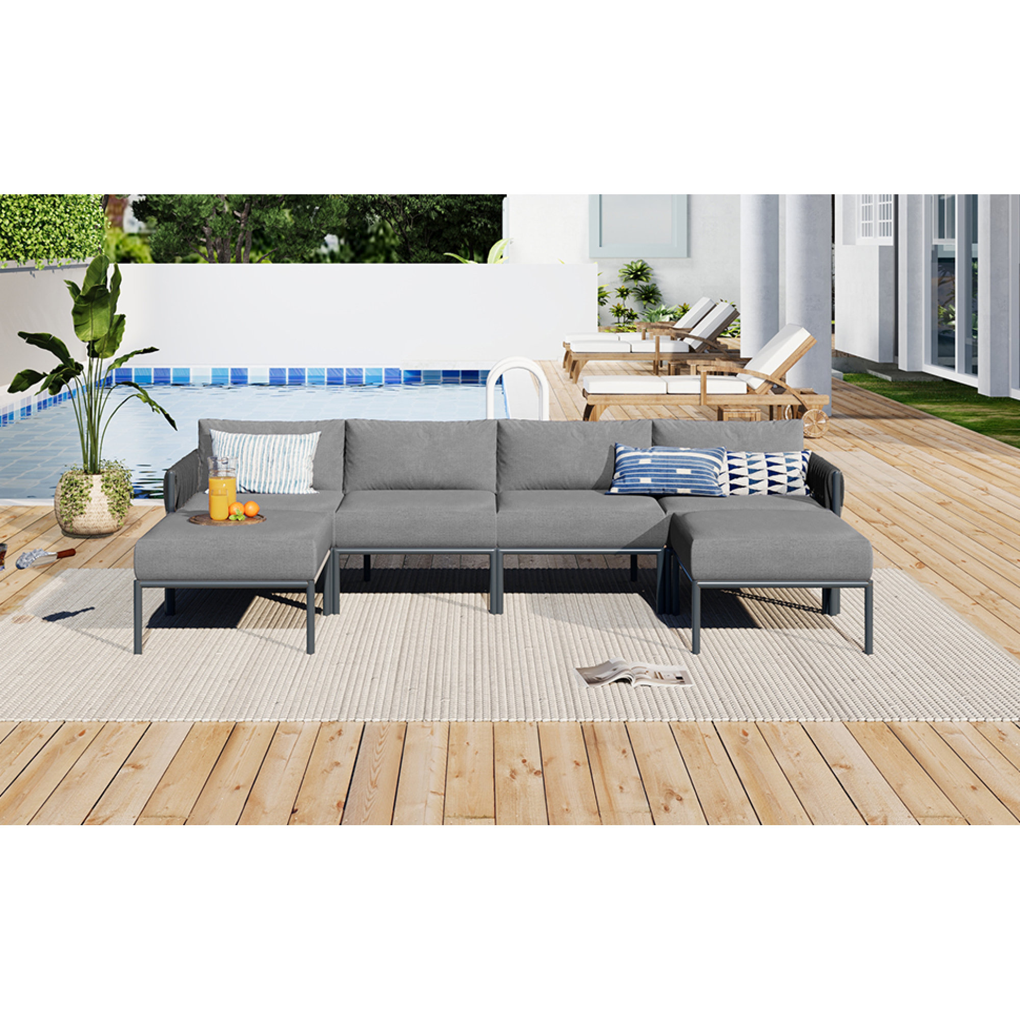 Latitude Run® Go 6-piece Aluminum Patio Furniture Set - Modern Outdoor ...