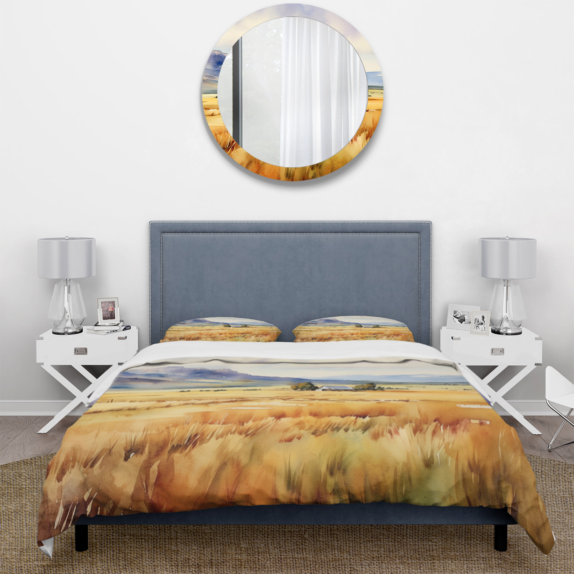 Design Art Wyoming Yellow Prairies Microfiber / Polyester Duvet Cover ...