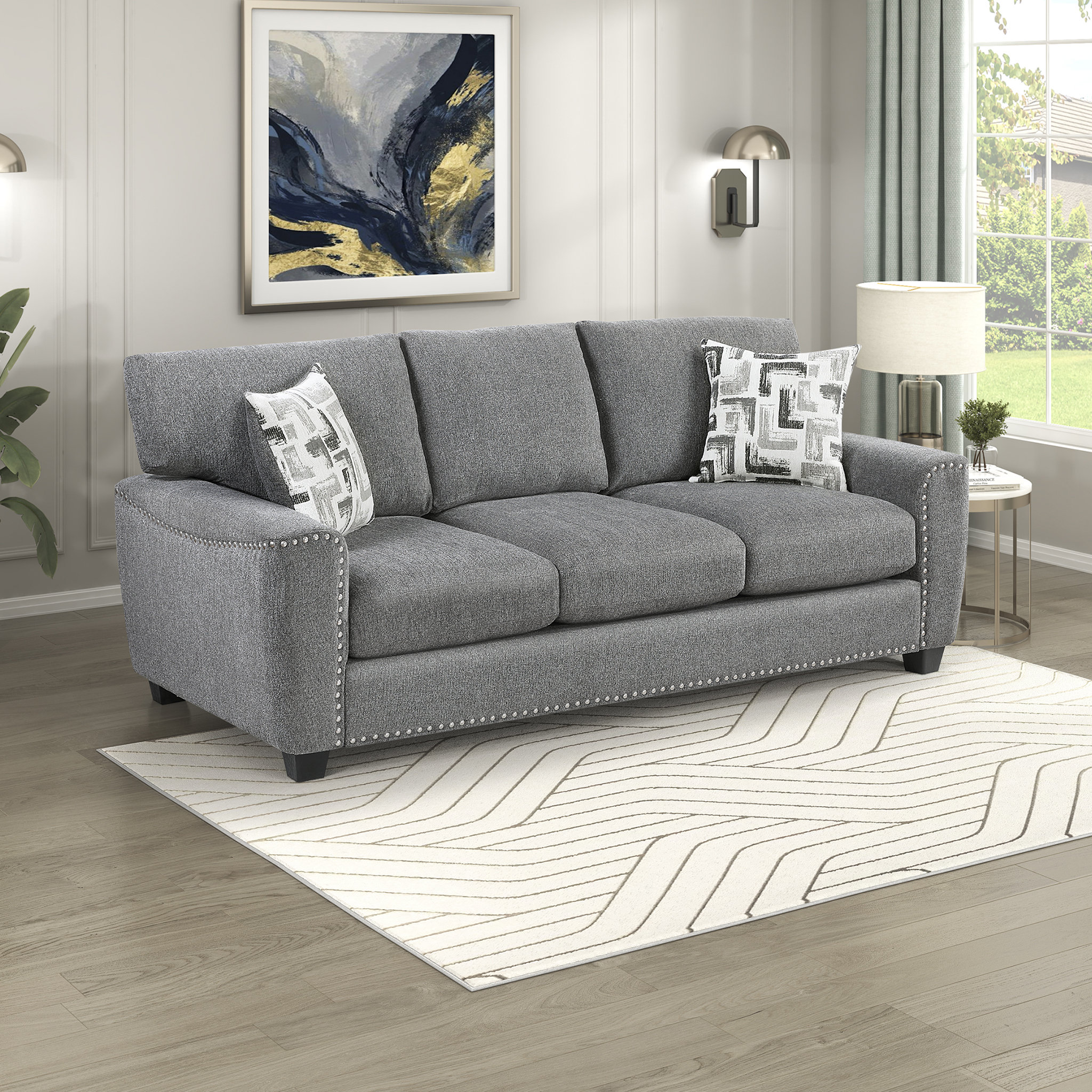 Winston Porter Taelyn 89" Square Arms Chenille Sofa | Wayfair