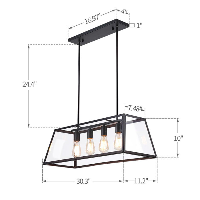 Gracie Oaks Selfridge 4 - Light Kitchen Island Linear Pendant & Reviews ...