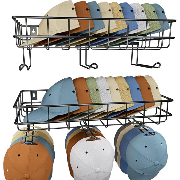 Rebrilliant Metal Wall Hat Racks With Multiple Hooks, Hat Organizer For ...